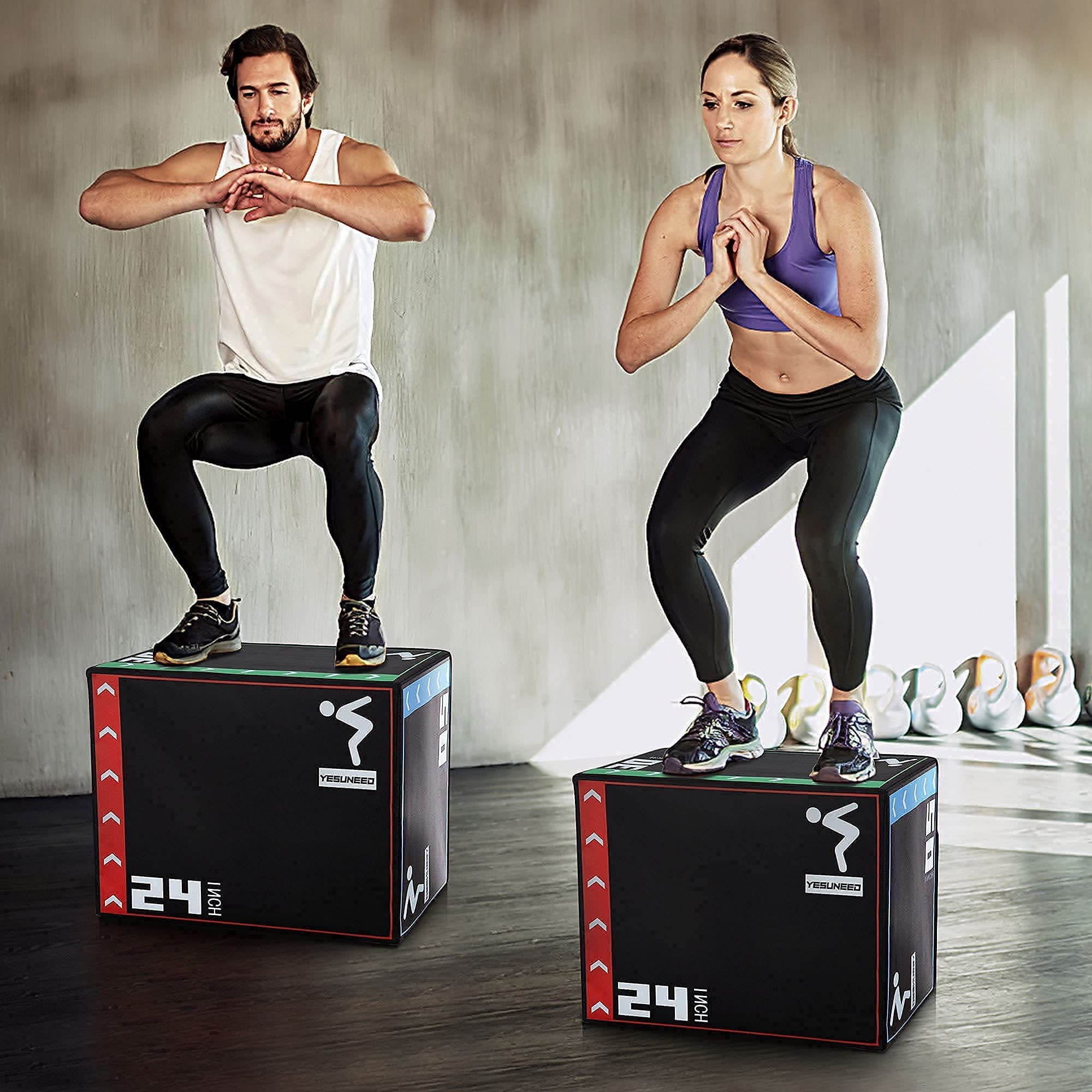 Holleyweb 3 in 1 Foam Plyometric Jump Box Jump Training & Conditioning-Plyo Jump Box for Jump Training Fitness Workout Exercise