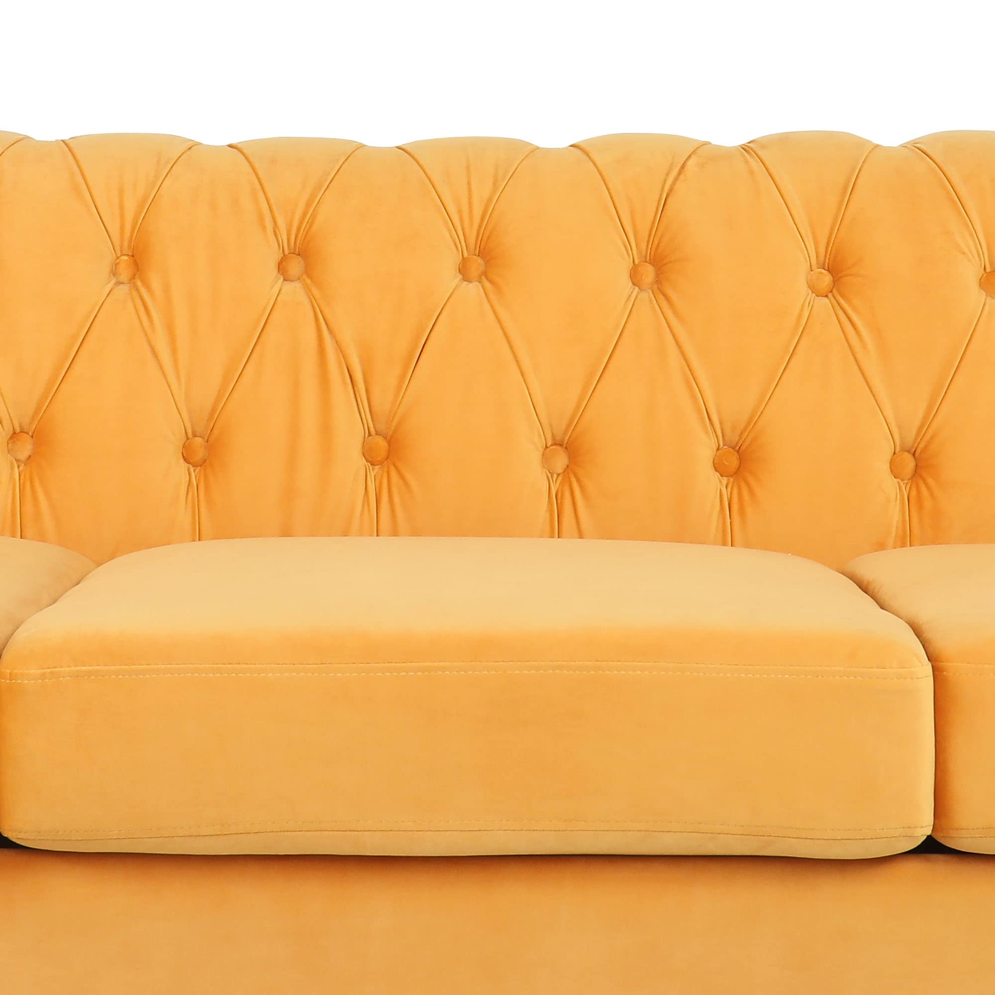 AVZEAR 3 seat Sofa, Velvet Sofa Living Room Sofa Large Sofa Modern Chesterfield Fabric Modern 3 Seater Couch Furniture Classic Tufted Chesterfield Settee Sofa, Yellow