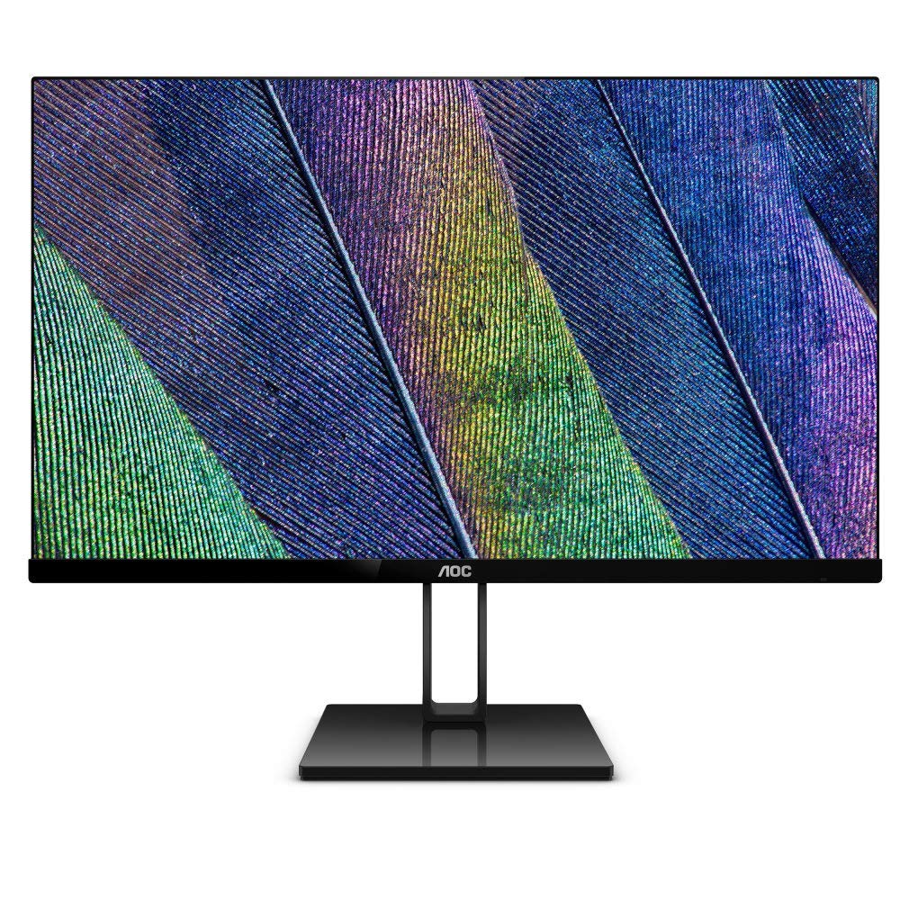 AOC 27V2H 27" Full HD 1920x1080 Ultra-Slim Monitor, Frameless IPS Panel, 5ms, 75Hz, Freesync, Flickerfree, HDMI/VGA (Renewed)
