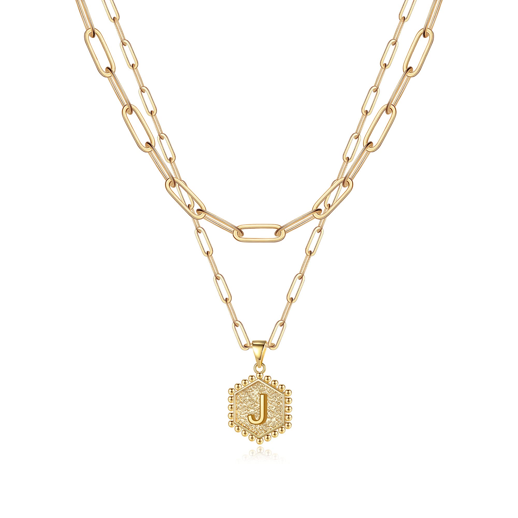 Anoup Dainty Gold Necklace for Women, Initial Necklaces for Women Layered Necklaces for Women Letter J Necklace for Women 14K Gold Necklaces for Women Gold Layered Necklace for Teen Girls Jewelry