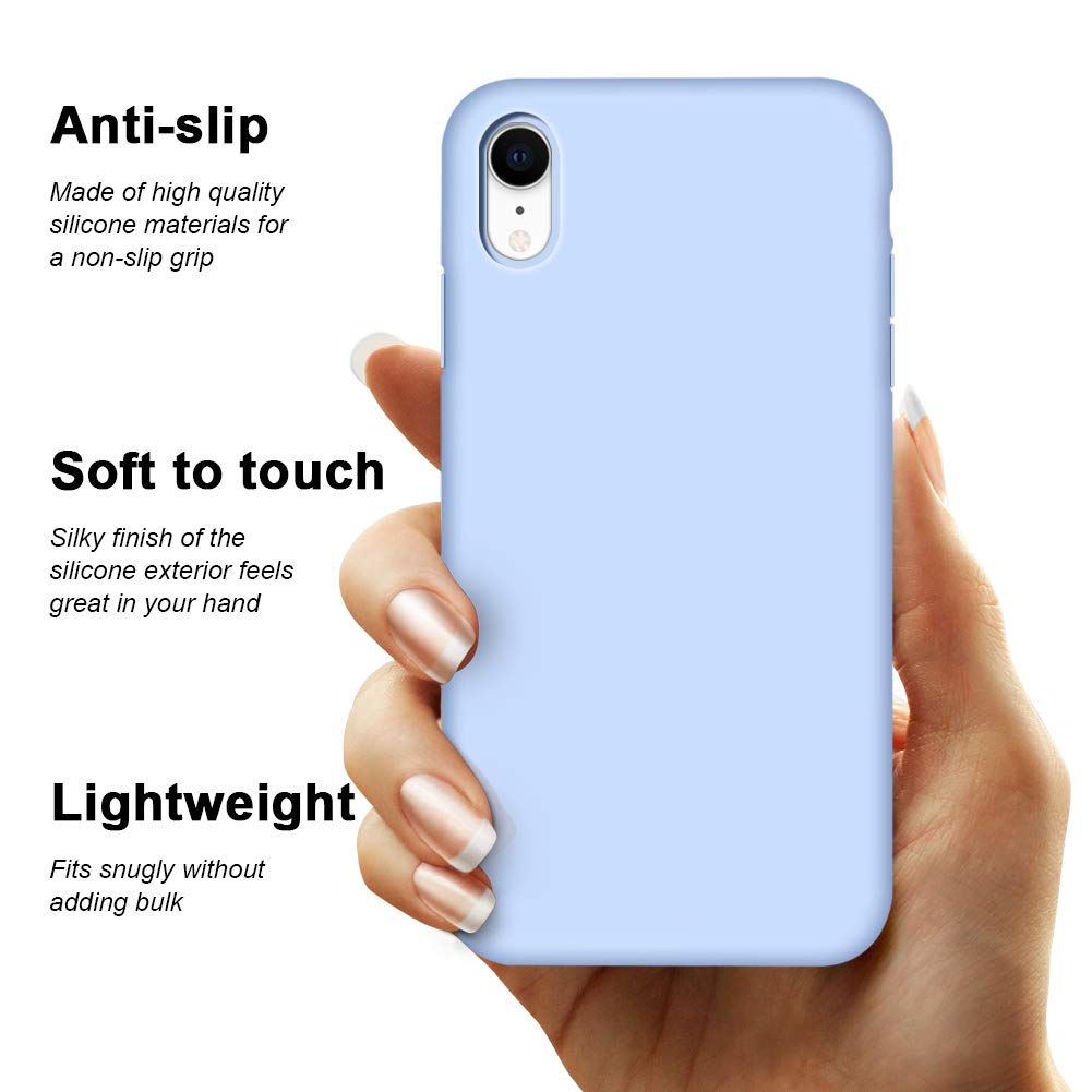 Anuck iPhone XR Case, Soft Silicone Gel Rubber Bumper Phone Case with Anti-Scratch Microfiber Lining Hard Shell Shockproof Full-Body Protective Case Cover for Apple iPhone XR 6.1" 2018 - Black