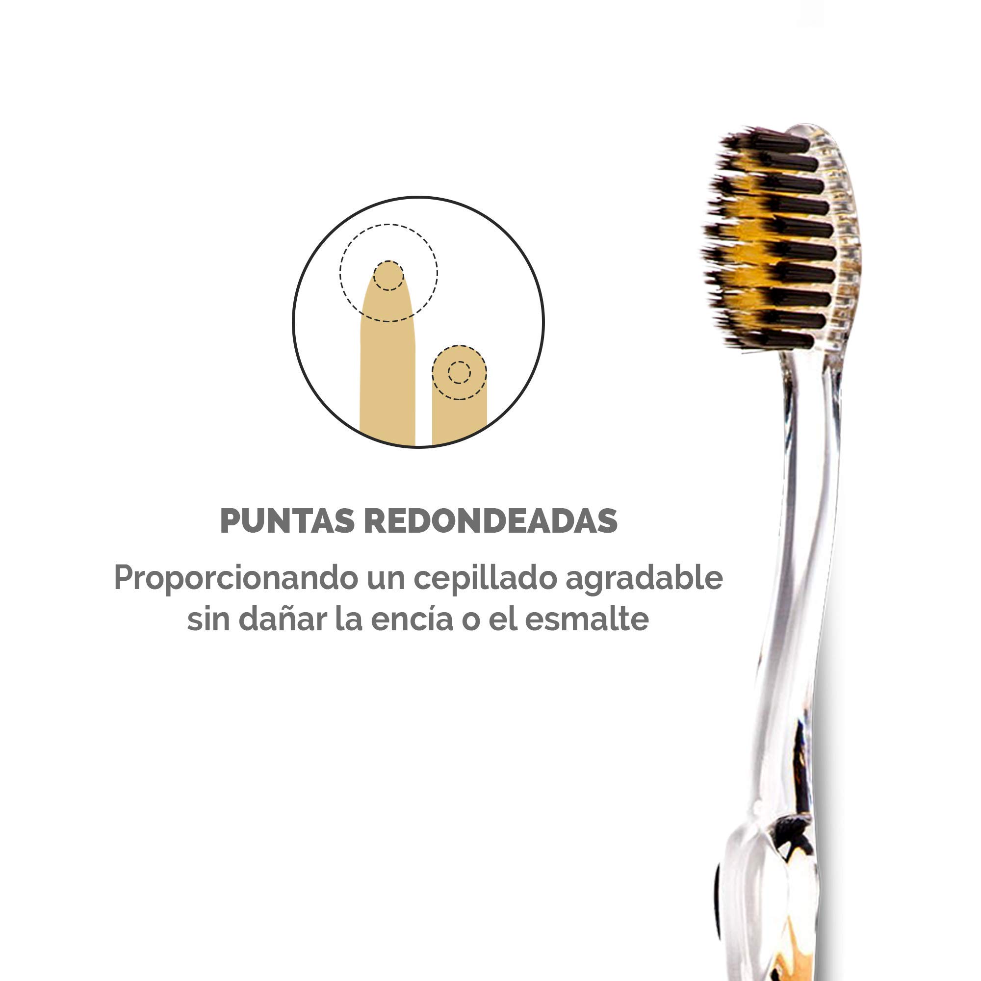 Nano-b Manual Toothbrush for Adults with Sensitive Gums, Gold & Charcoal Soft/Medium Bristles, Travel Case, Crystal