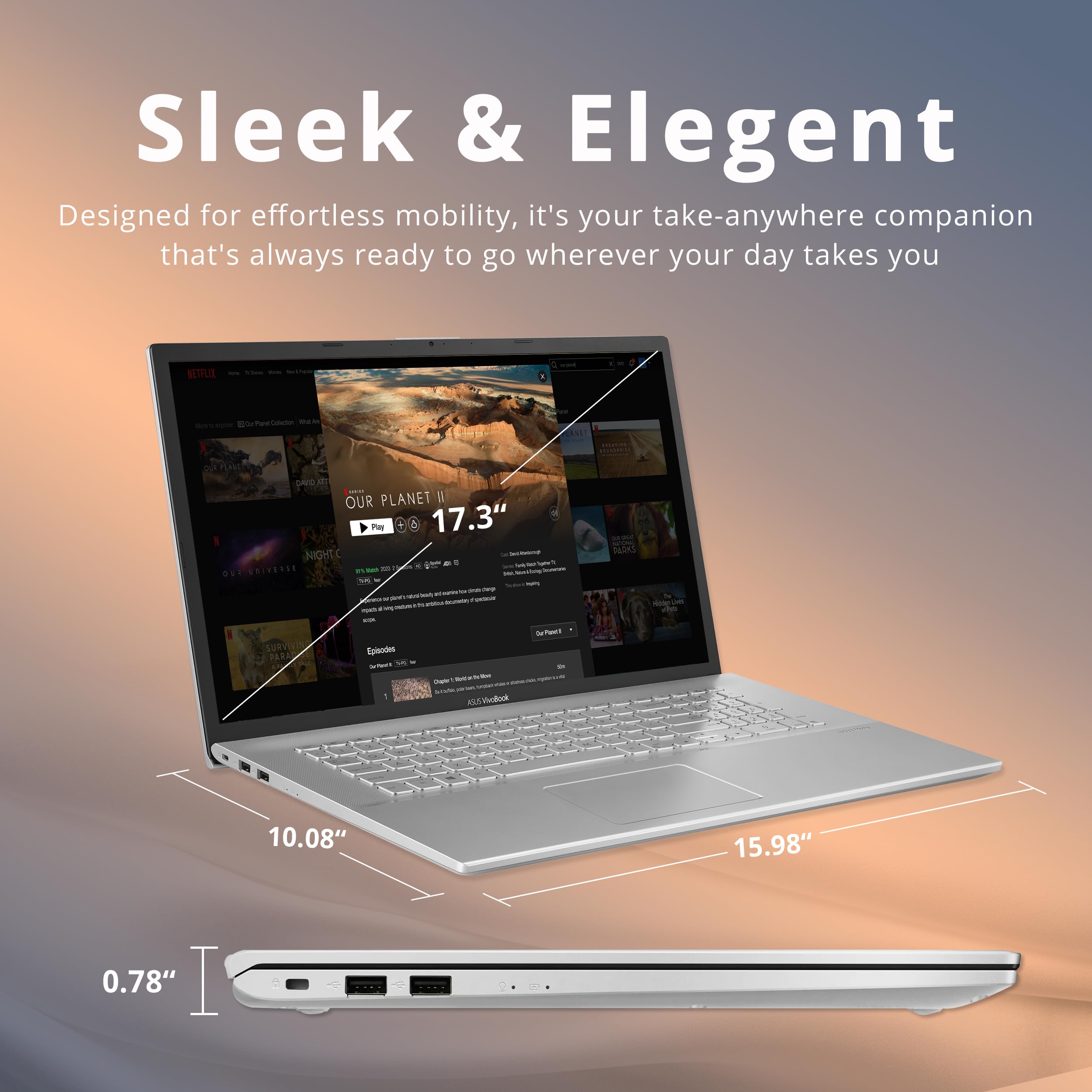 ASUS VivoBook 17 K712EA 17.3'' FHD Laptop, Intel Core i5-1135G7, 24GB RAM, 1TB PCIe SSD, Intel UHD Graphics, Backlit Keyboard, Wi-Fi 6, Windows 10 Home, Silver, 32GB Snow Bell USB Card (Renewed)