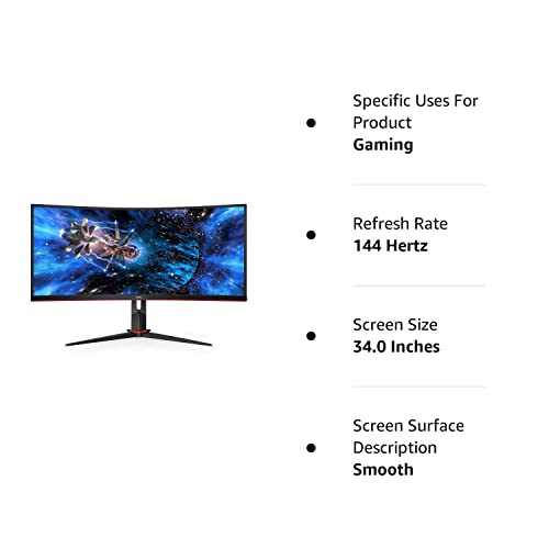 AOC CU34G2X-B 34" 3440 x 1440 144Hz Ultawide Curved Monitor - Certified Refurbished