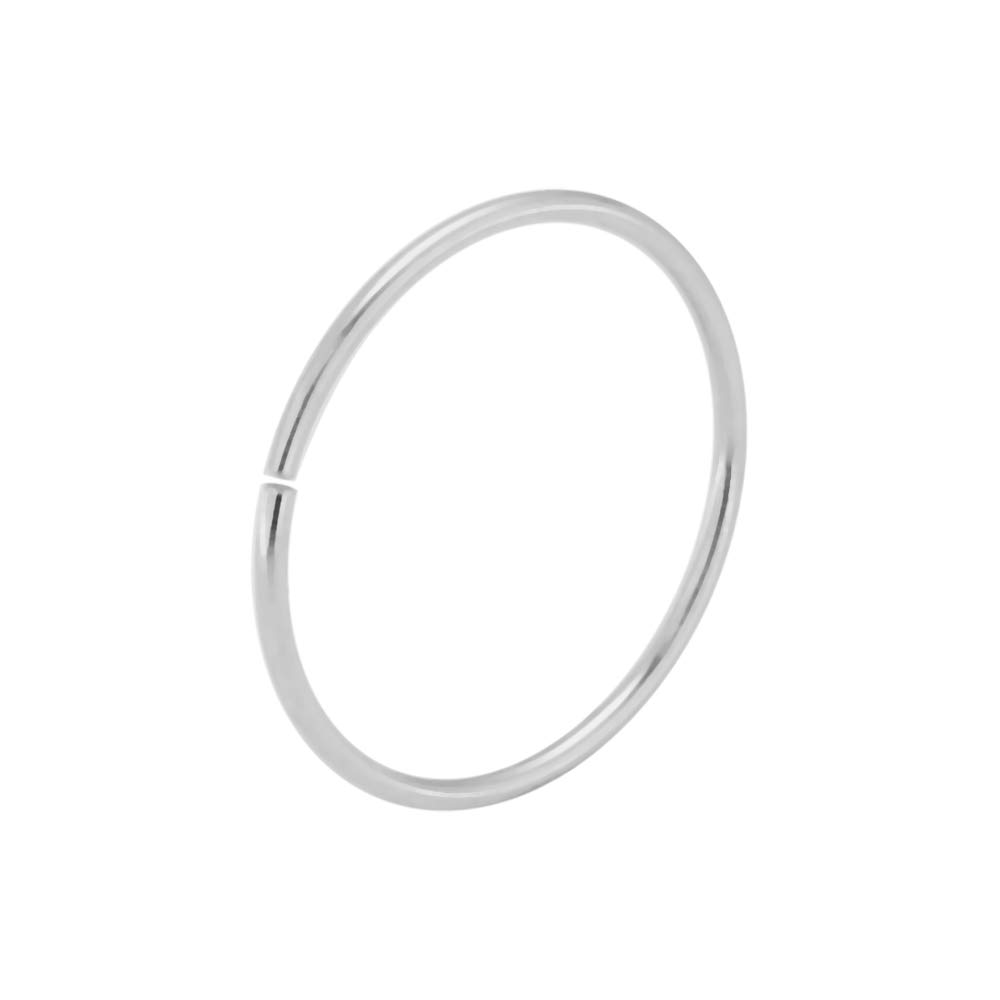 AtoZ Piercing 9KT Solid White Gold 22 Gauge (0.6MM) - 5/16 (8MM) Length Seamless Continuous Hoop Nose Ring