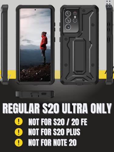 ArmadilloTek Vanguard Case Compatible with Samsung Galaxy S20 Ultra (6.9 inches) Military Grade Full-Body Rugged with Built-in Kickstand [Screenless Version] - Black