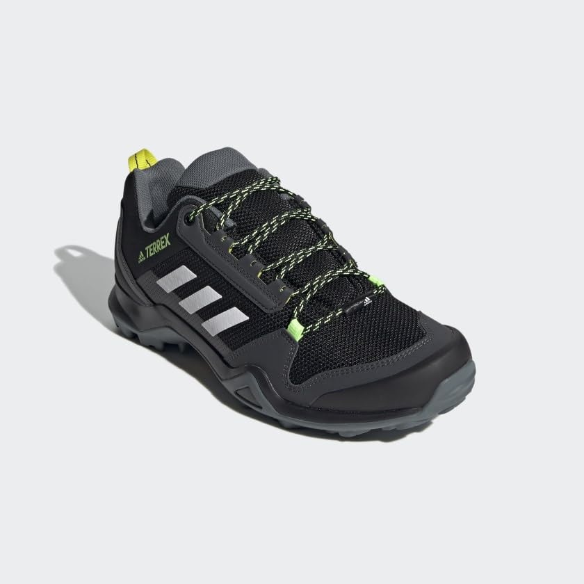adidas Men's Terrex Ax3 Hiking Boot, Black/White/Acid Yellow, 15
