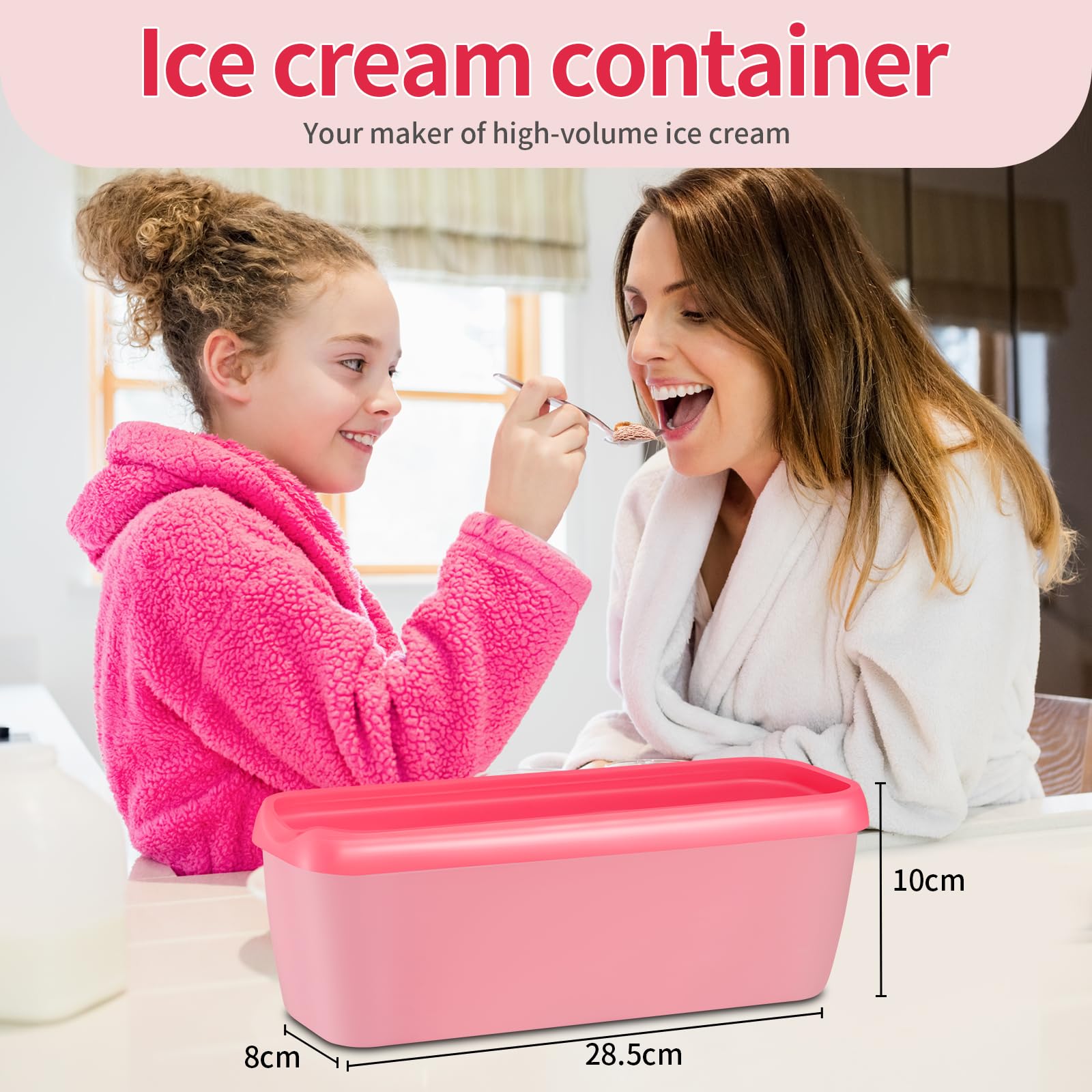 Boxdljh Ice Cream Containers Set of 2, 1.5 Quart Ice Cream Tub, Reusable Homemade Ice Cream Tubs with Stackable Freezer Storage Container for Yogurt, Sorbet, Gelato (Purple+Pink==2Pack)