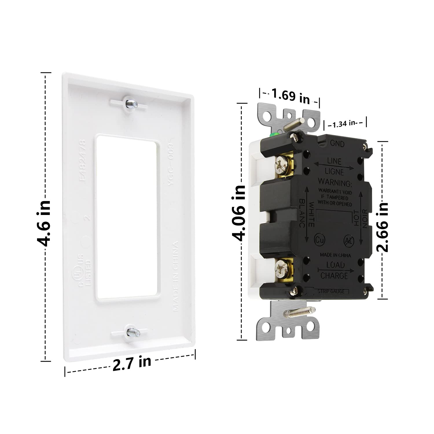 ANKO GFCI Outlet 15 Amp, Tamper-Resistant, Weather Resistant Receptacle Indoor or Outdoor Use, 2 LED Indicator with Decor Wall Plates and Screws, White