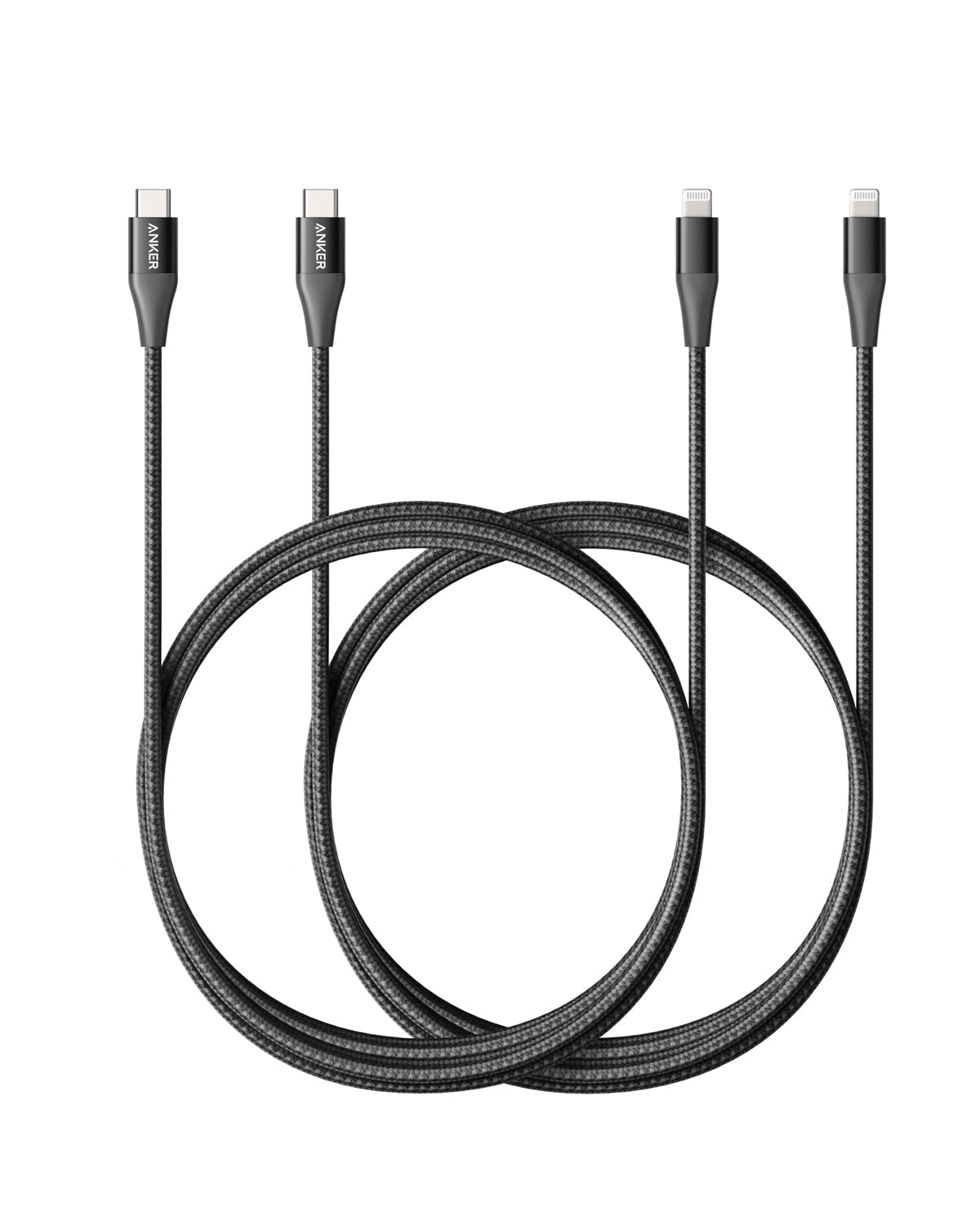 Anker USB C to Lightning Cable [6 ft, 2-Pack] Powerline+ II Nylon Braided Cable for iPhone 11/11 Pro / 11 Pro Max/X/XS/XR/XS Max / 8/8 Plus/AirPods Pro, Supports Power Delivery