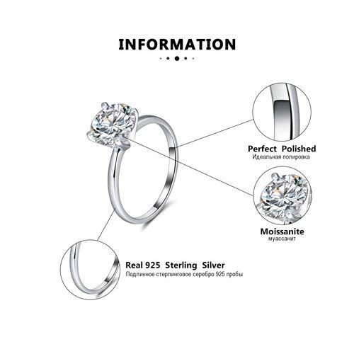 Amore 1CT 2CT 3CT DEW Solitaire Moissanite Engagement Ring by Ginger Lyne Choice of White Yellow or Rose Gold over Sterling Silver Wedding rings for women by Ginger Lyne