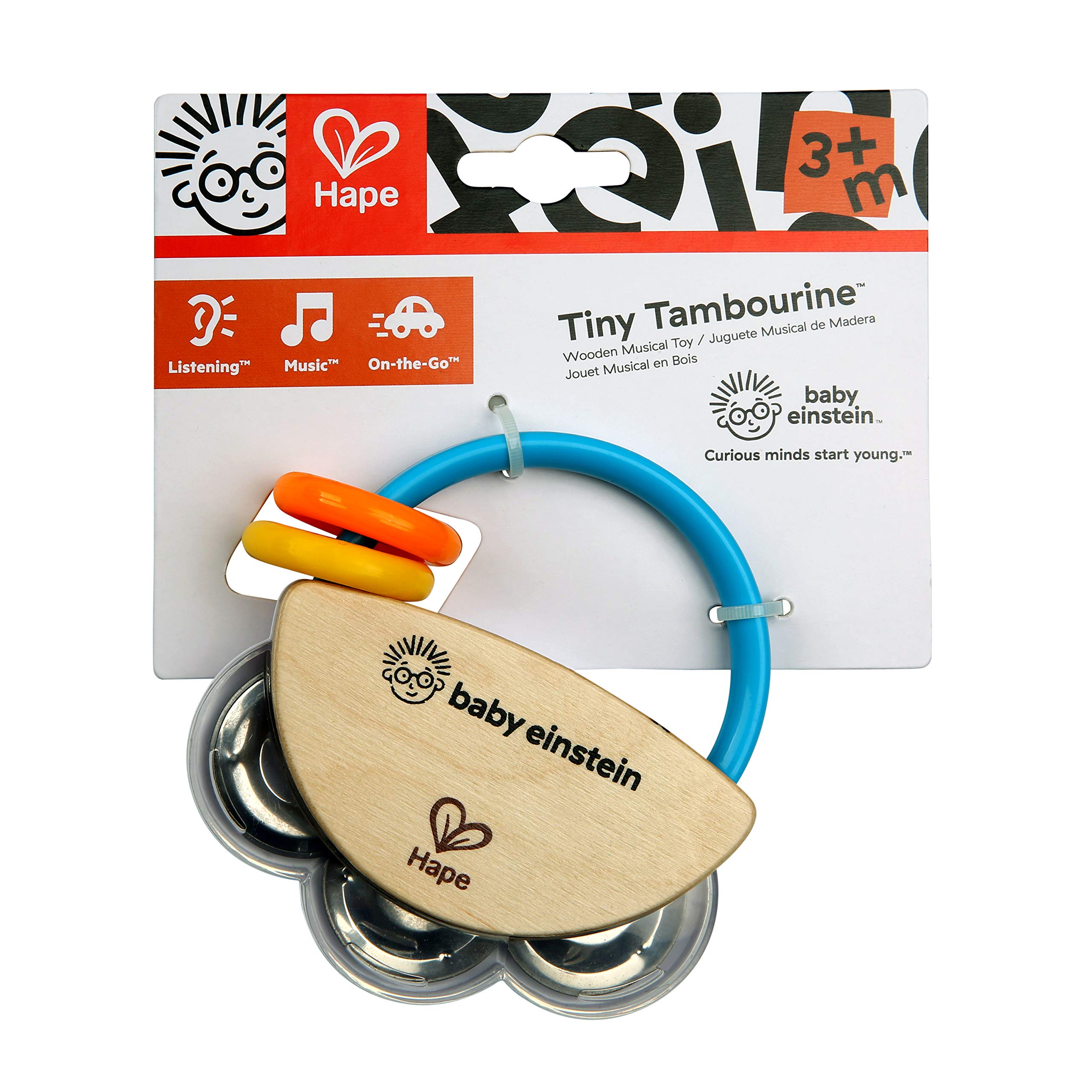 Baby Einstein Tiny Tambourine Wooden Musical Toy, Ages 3 months +