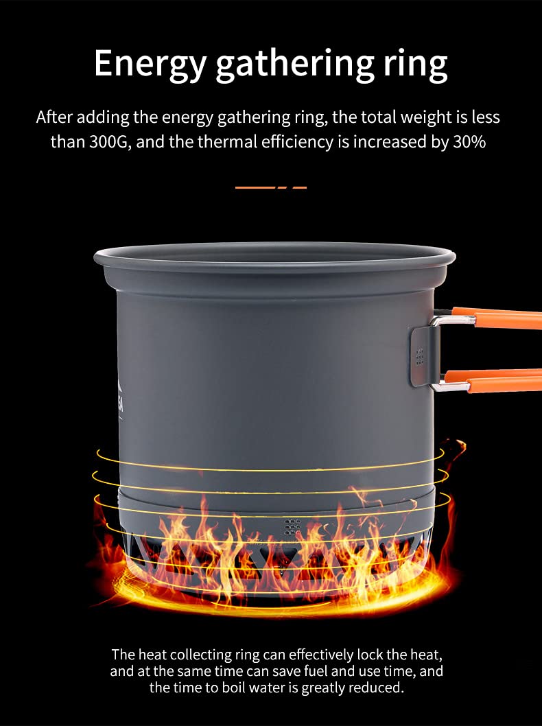 ANKONG Camping Cookware Set Heat Exchange Design Outdoor Pot Pan Set for Hiking Backpacking Travel with Storage Bag