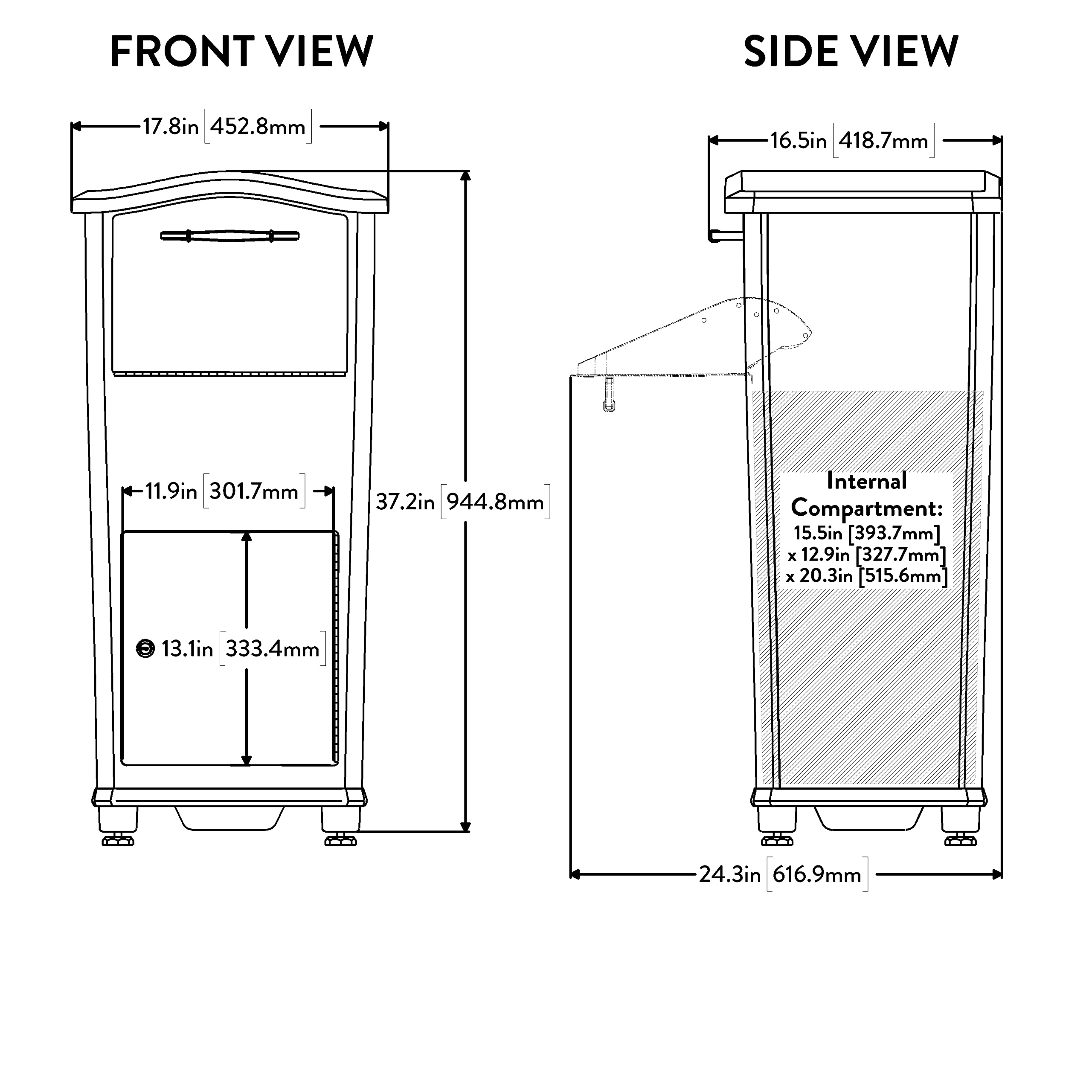 Architectural Mailboxes 6900B Elephantrunk Parcel Drop Box Black