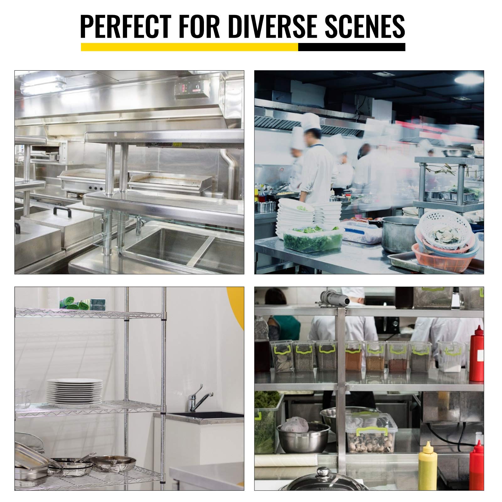VEVOR Double Overshelf, Double Tier Stainless Steel Overshelf, 60 in. Length x 12 in. Width Double Deck Overshelf, Height Adjustable Overshelf for Prep & Work Table in Kitchen, Restaurant and Workshop