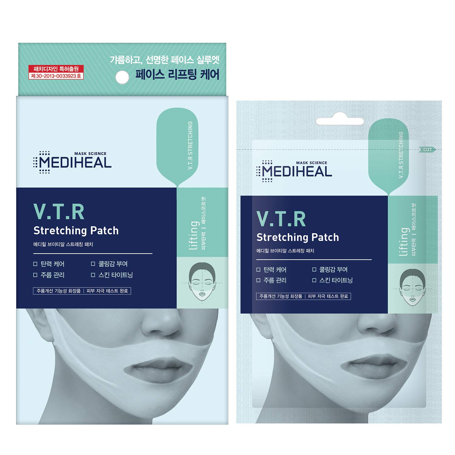 Mediheal V.T.R Stretching Patch 1 pack (4pcs) - High Adhesive Tension Intensive Face Lifting and Tightening Band Mask Sheet, Anti-Aging, Prevents Double Chin for Sagging Skin, Firming and Elasticity
