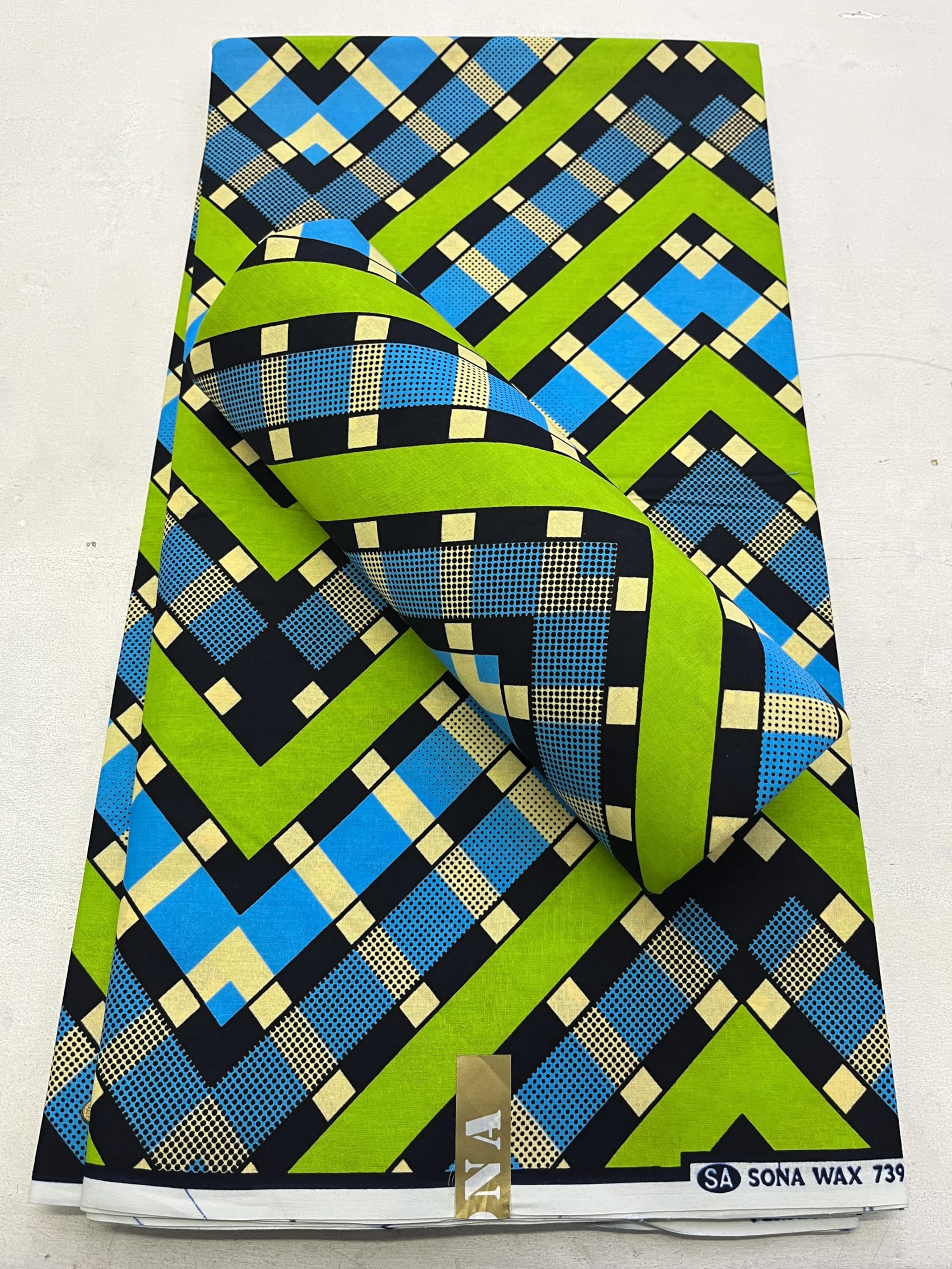 African Guaranteed Wax Block Prints Fabric/African Ankara Wrapper Fabric Wax Fabrics /-Sell by 6 Yards-100% Cotton-for Dresses- Turquoise, Apple-Green, Black, White, Blue