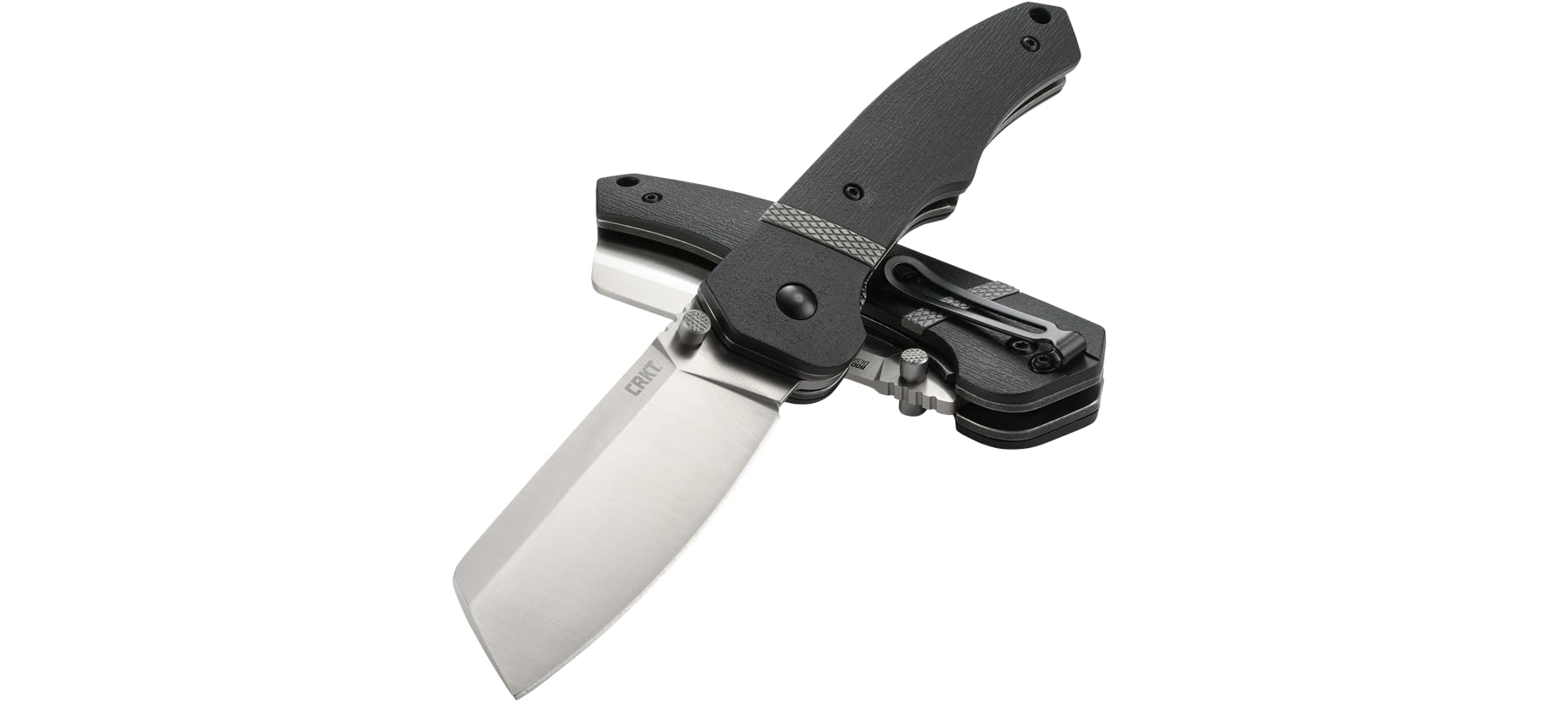 CRKT Ripsnort II EDC Folding Pocket Knife: Everyday Carry, Heavy Cleaver Style Blade, Thumb Stud Open, Liner Lock, Nylon Handle with Stainless Inlay, Deep Carry Pocket Clip 7270