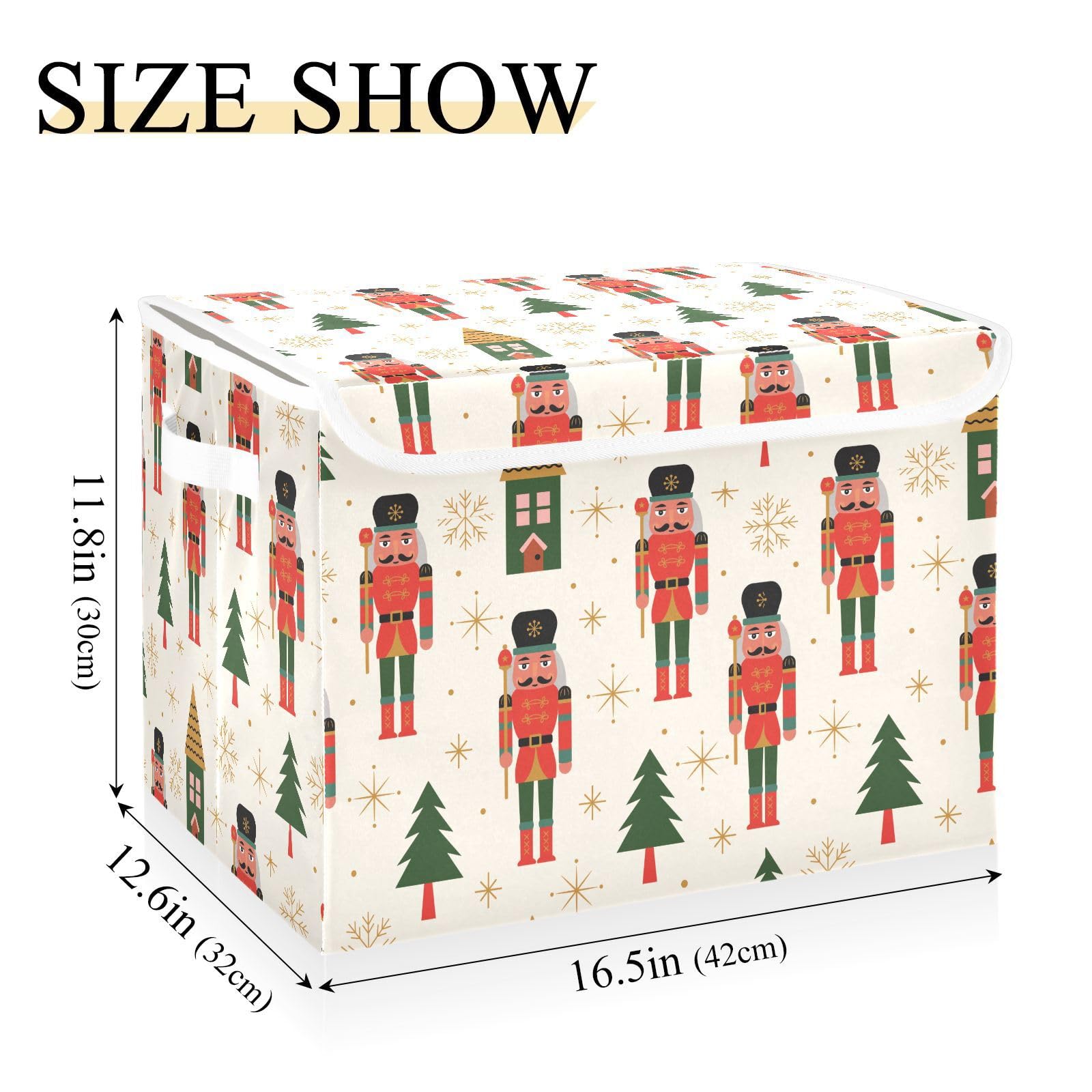 Christmas Nutcracker Tree Storage Bins with Lids Collapsible Storage Containers Closet Organizer Cubes Box Fabric Storage Basket for Bedroom Clothes Shelves Office Nursery Gifts Home Decor