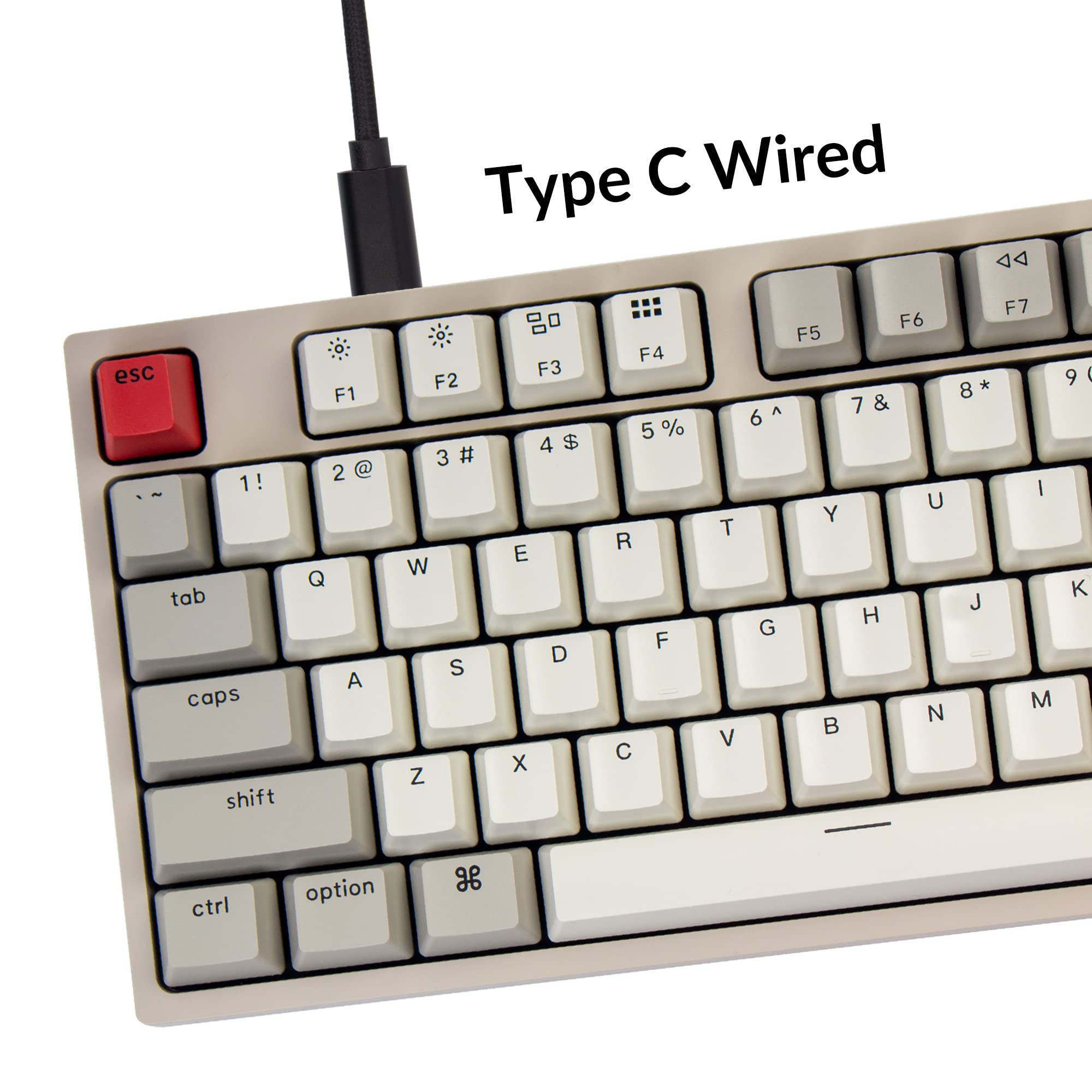 Keychron C1 Hot-swappable Wired Mechanical Keyboard for Mac Layout, Keychron Mechanical Blue Switch/USB Type-C Cable/Double-Shot ABS Keycaps Tenkeyless 87 Keys Computer Keyboard for Windows PC
