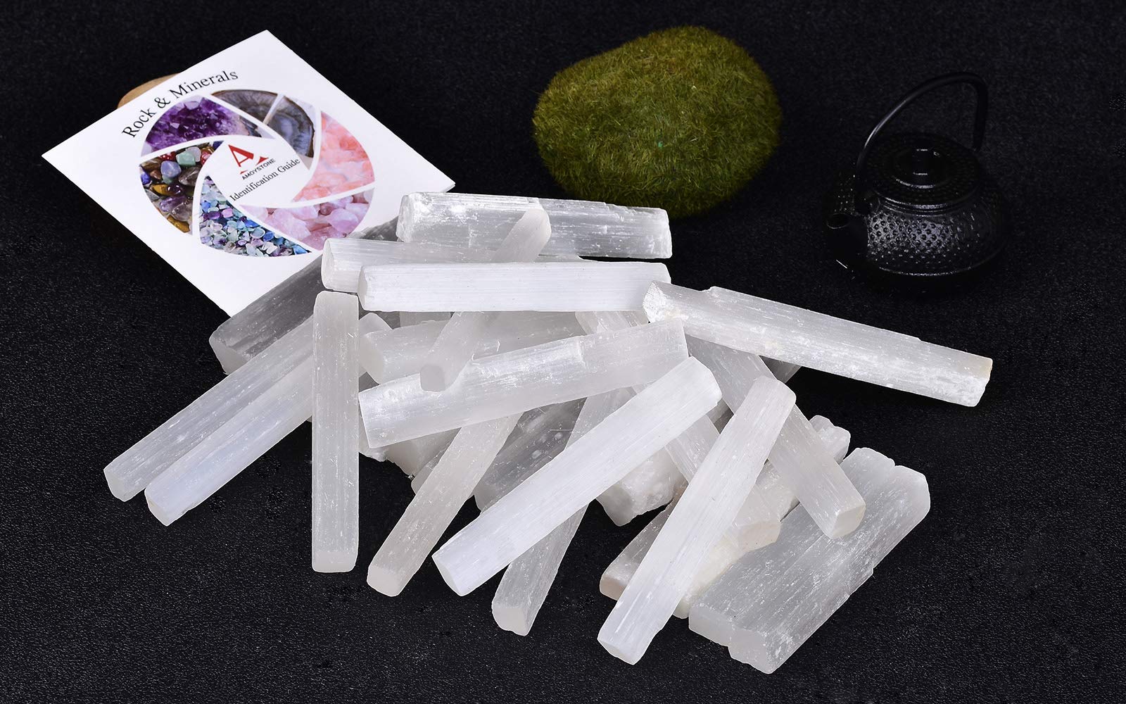 AMOYSTONE 2.2Lbs Selenite Sticks Bulk 3"-3.9" Selenite Crystal Bulk Wands for Healing, Reiki, Chakra, Good Vibes, Protection Grids, Positive Energy