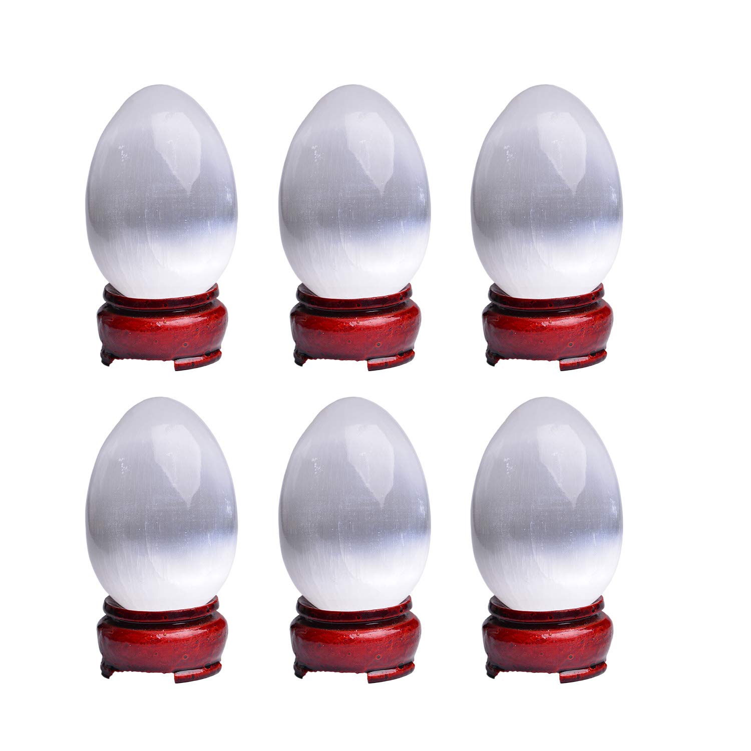 AMOYSTONE 6 Pcs Selenite Crystal Skyscraper Tower Stones White Morocco for Healing, Reiki, Home Decor 2 Inches Height