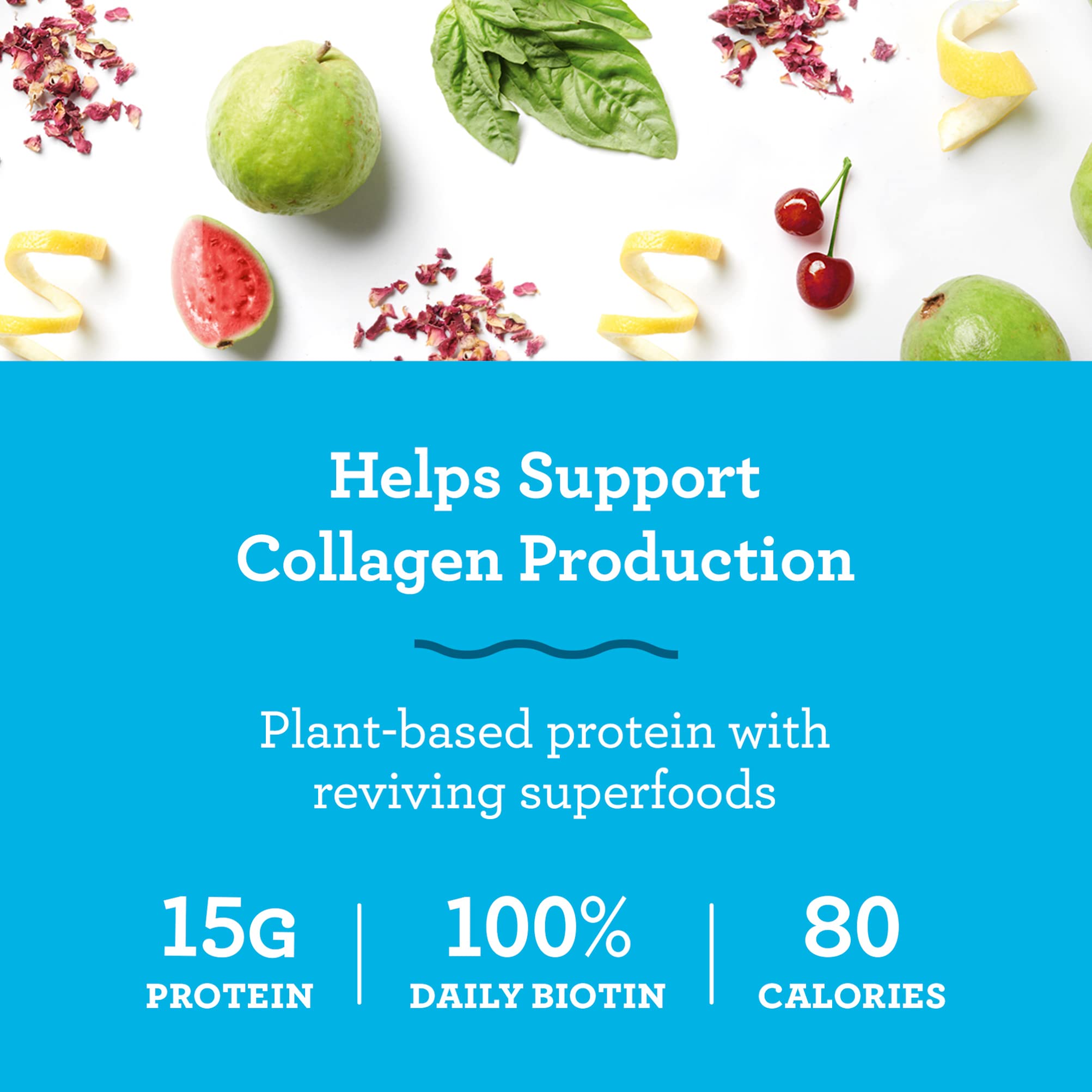 Amazing Grass GLOW Vegan Collagen Support with Biotin and Plant Based Protein Powder, Vanilla Honeysuckle, 15 Servings