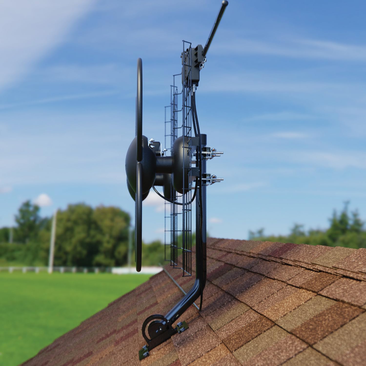 Antennas Direct ClearStream 4V Indoor Outdoor TV Antenna, UHF VHF, Multi-Directional, 70+ Mile Range, 4K 8K UHD, NEXTGEN TV β w/ 20-inch Mast (Black)