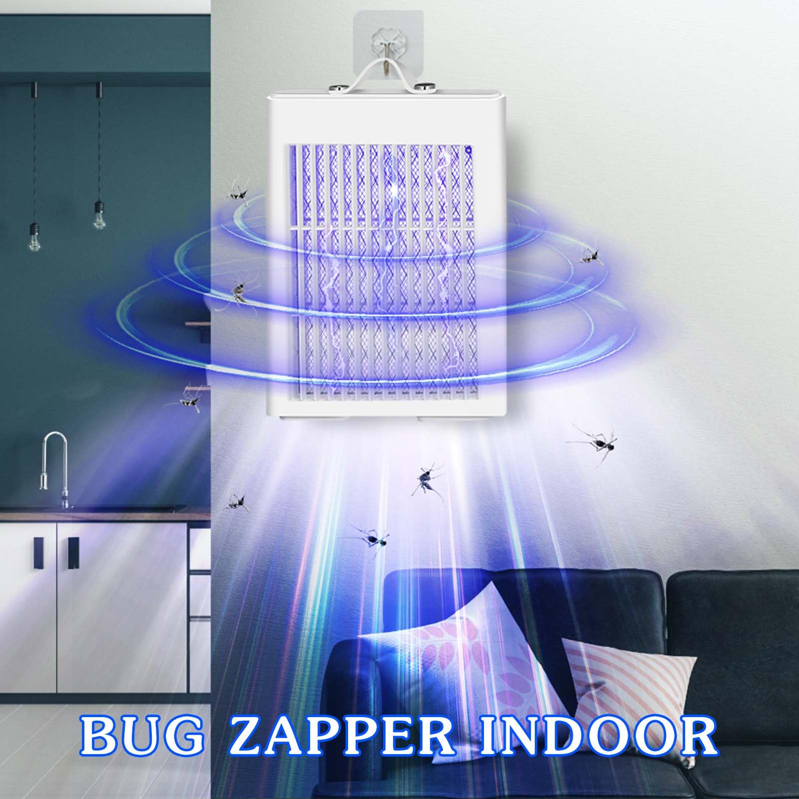 Qualirey Electric Bug Zapper Indoor, 3000v Powerful Mosquito Killer USB Powered Mosquito Zapper Lamp, Insect Traps Fly Zapper for Home, Kitchen, Bedroom, Office(White)