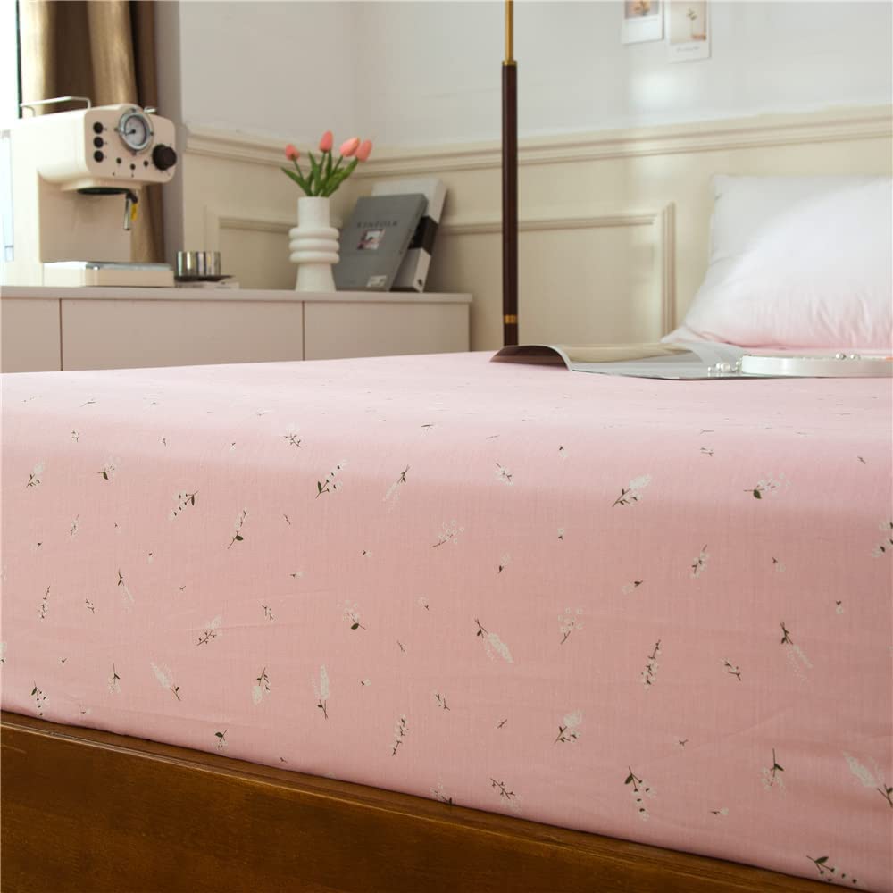 LifeTB 4 PCS Chic Garden Floral Duvet Cover Set【1 Queen Duvet Cover + 2 Standard Pillowcases + 1 Queen Fitted Sheet】