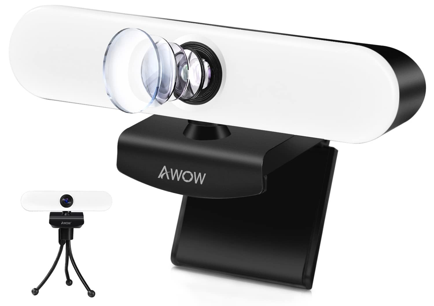 AWOW USB Webcam,1080P Streaming Webcam with Microphone for PC, MAC, Laptop, Plug and Play Web Camera with Touch Control Light for YouTube, Skype, Video Calling, Studying, Conference, Teams, Zoom