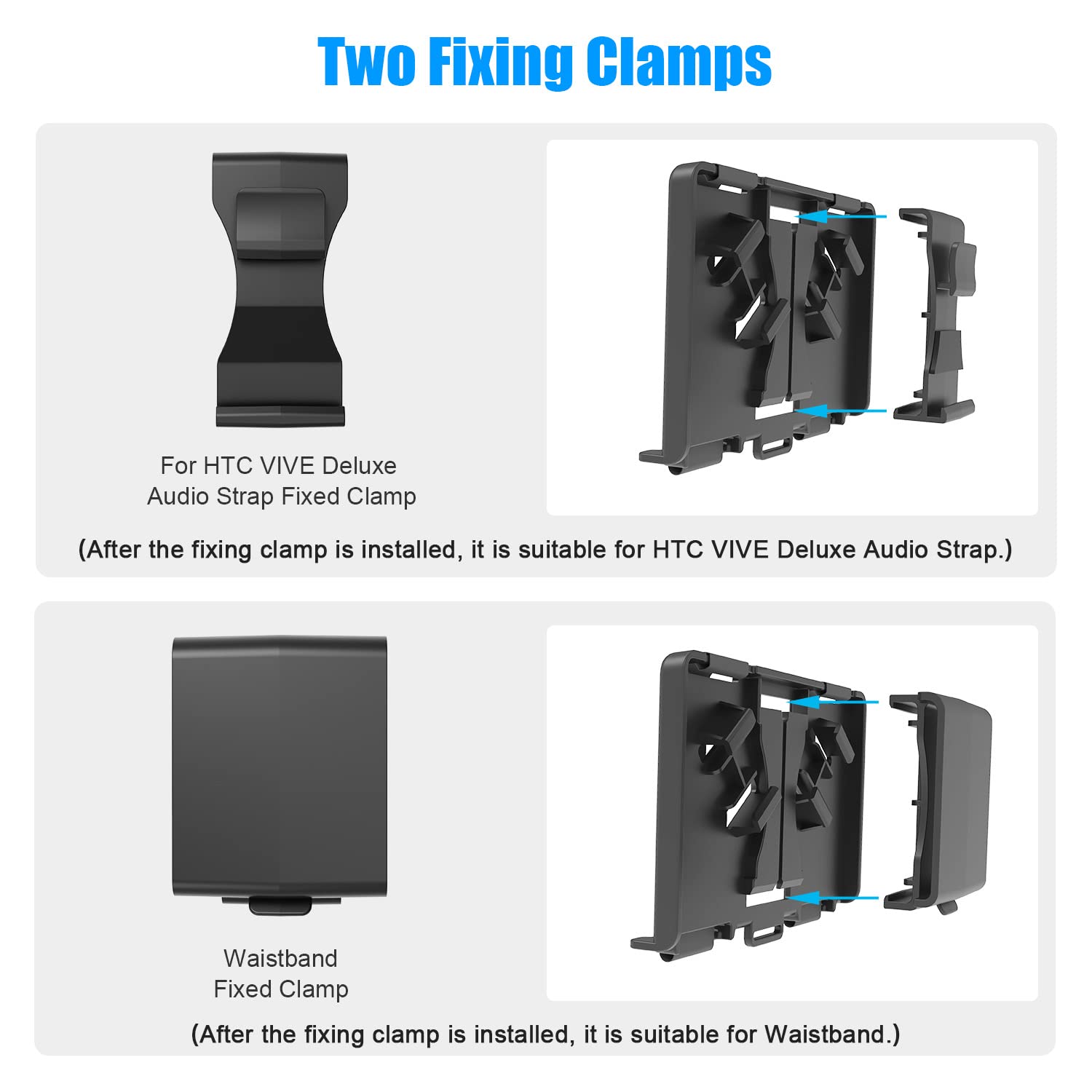 AMVR Powerbank Fixing Bracket, Battery Holder for Oculus Quest or Vive Deluxe Audio Strap, Fixed on The VR Headset Strap or on The Waist, Compatibly Multiple Sizes Mobile Power (Without USB Cable)