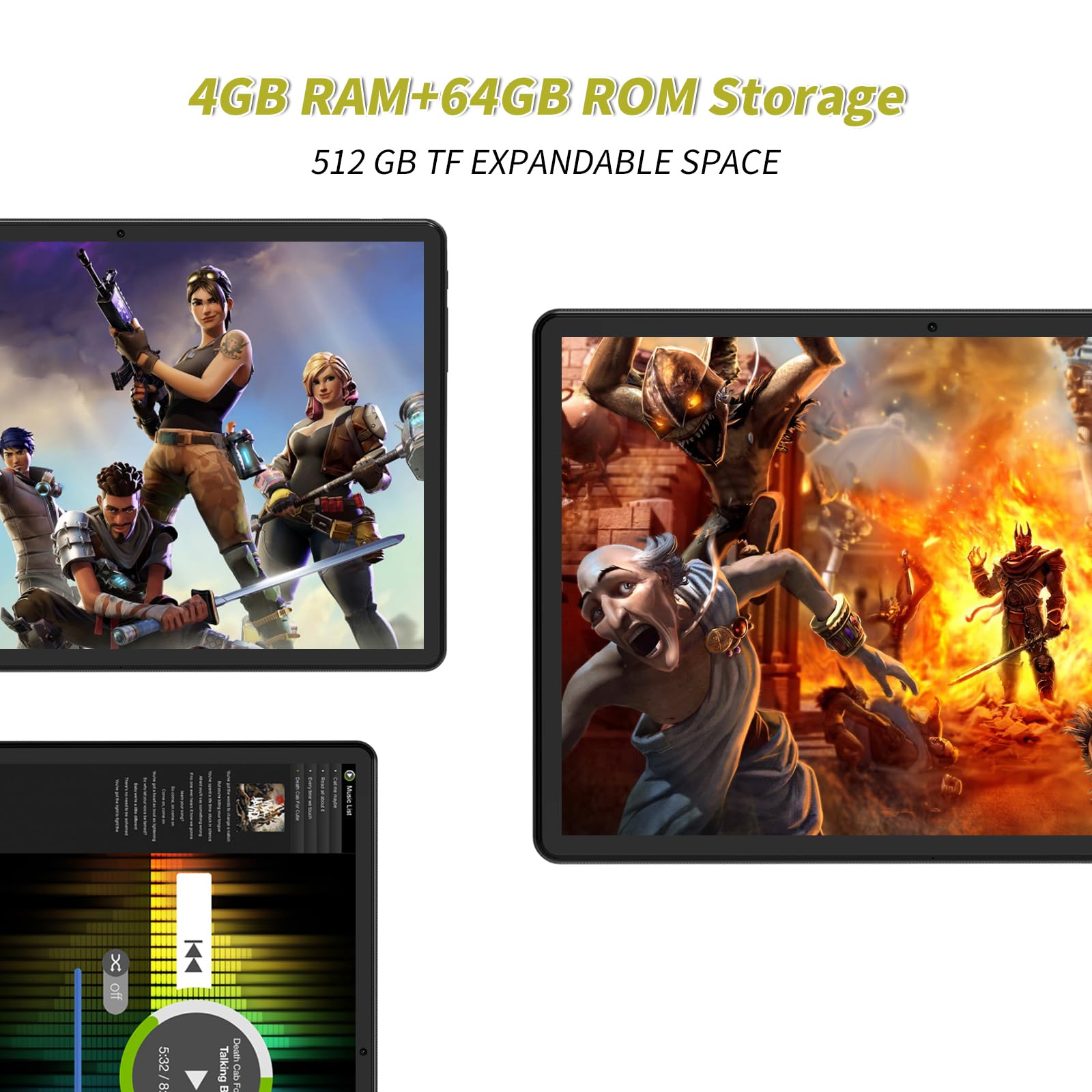 Android Tablet 10.1 inch Tablet Latest Update Octa-Core Processor with 64GB ROM+4GB RAM Storage, 13MP Camera, 9 Hours Larger Battery, Bluetooth, WiFi, GPS, 512GB Expand Support, IPS Full HD Display