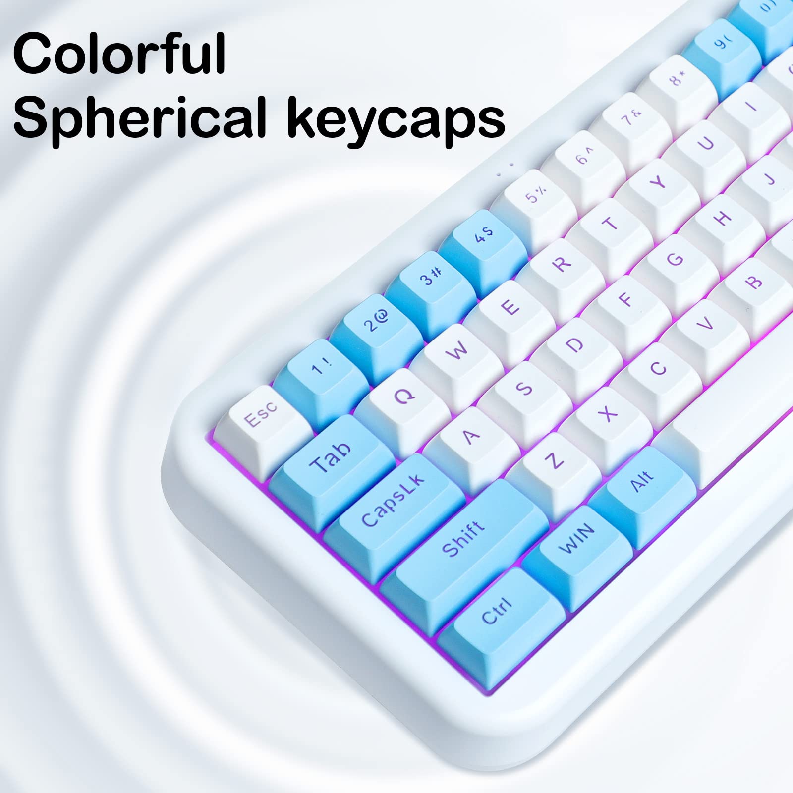 Apuode 60% Wireless Gaming Keyboard, RGB Backlit Ultra-Compact Mini Keyboard with Wrist Rest, Waterproof Mini Compact 61 Keys Keyboard for PC/Mac Gamer, Easy to Carry on Business Trip(White)