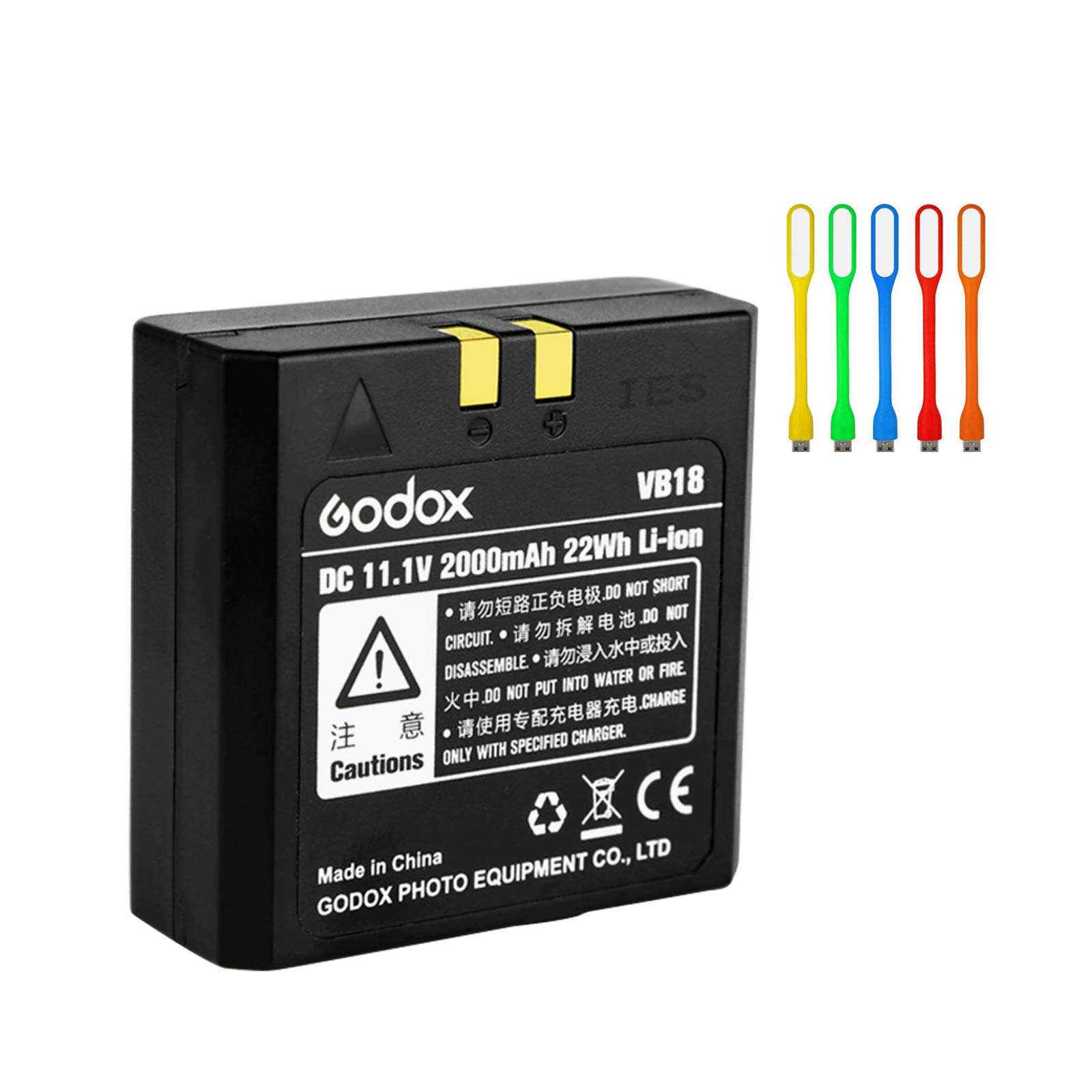 Godox VB18 Rechargeable Li-ion Battery for Godox V850,V850II,V860, V860II-N, V860II-C, V860II-S, V860II-F, V860II-O Speedlite Flash with CONXTRUE USB LED