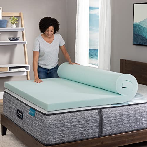 Beautyrest Thermagel Deluxe Cooling Pressure-Relieving Memory Foam Mattress Topper, Queen, 3-Inch, Blue
