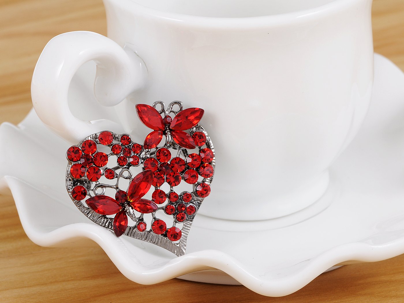 Alilang Womens Floral Silvery Tone Crystal Rhinestone Insect Butterfly Love Flower Heart Brooch Pin