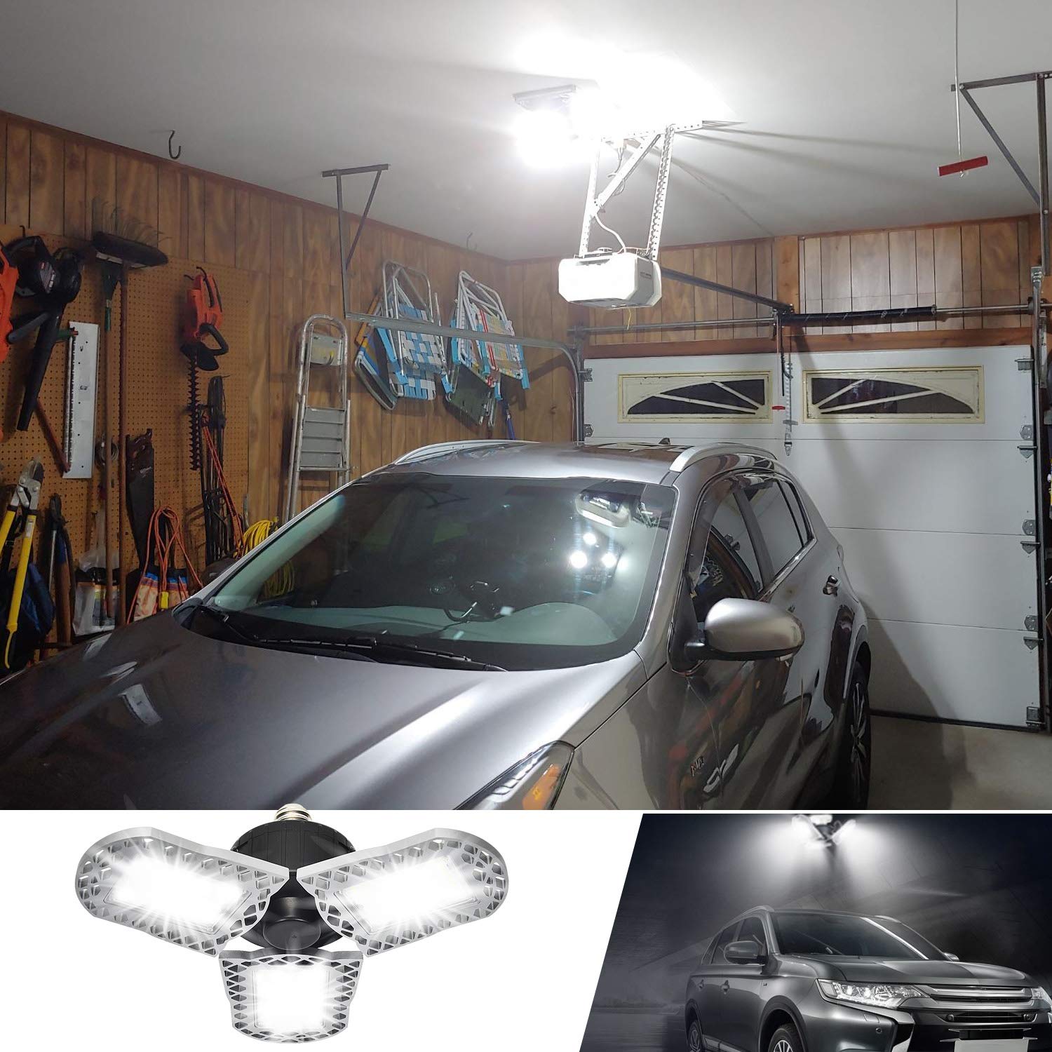 Amazing power Garage Light, 80 Watts Aluminum Basement Light with Adjustable Multi-Position Panels Daylight White 6500K 8000LM