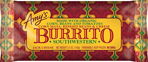 Amy's Frozen Meals, Southwestern Burrito with Corn Masa, Refried Beans and Cheese, Organic Corn, Beans and Tomatoes, Microwave Meals, 5.5 Oz