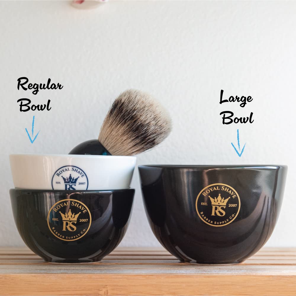 ROYAL SHAVE Ceramic Textured Shaving Bowl β Shave Soap & Shaving Cream Dish, Textured for Rich Lather (White)