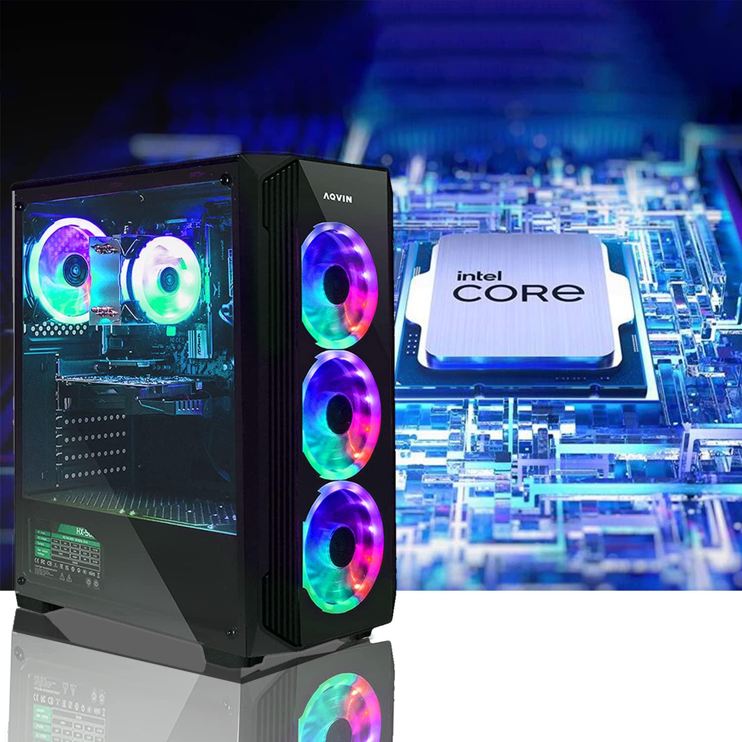 AQVIN Gaming Computer PC Desktop Intel i7 3.40 GHz, GeForce RTX 3060 12GB GDDR6, 32GB RAM DDR4 1TB SSD Storage, RGB Keyboard and Mouse, WiFi Ready Windows 10 Pro -(Renewed)