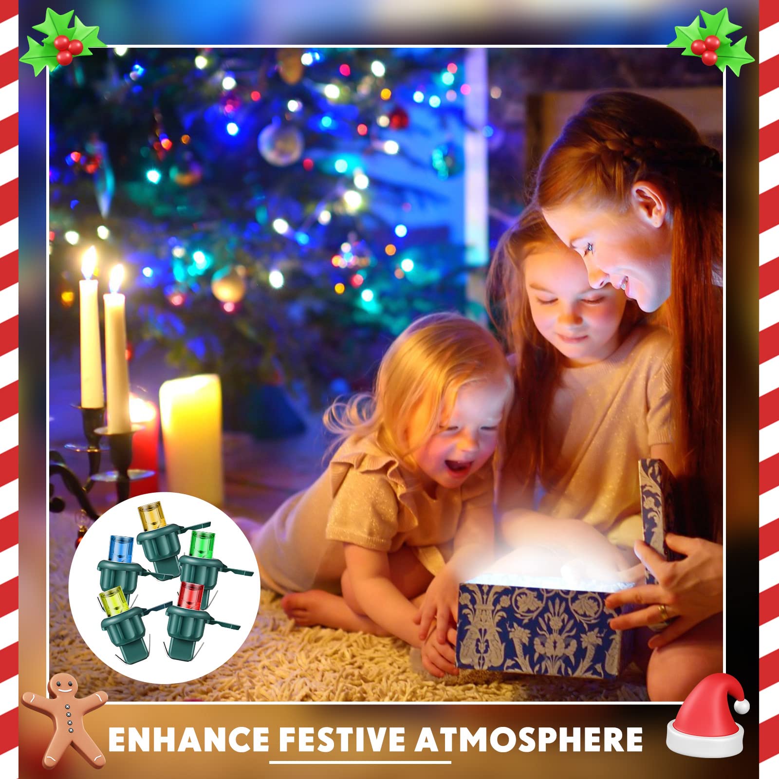 LED Christmas Lights Christmas Replacement Mini Light Bulbs 3 Volt 0.06 Watt Christmas Tree LED Light Bulb Xmas Lights with Green Base for Party Holiday Indoor Outdoor(Warm White,400 Pieces)