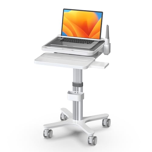 BEWISER Medical Cart Mobile Trolley Cart Height Adjustable Easy Installation Pallet Cart with Oral Scanner Holder Laptop Workstation(MTO-3)