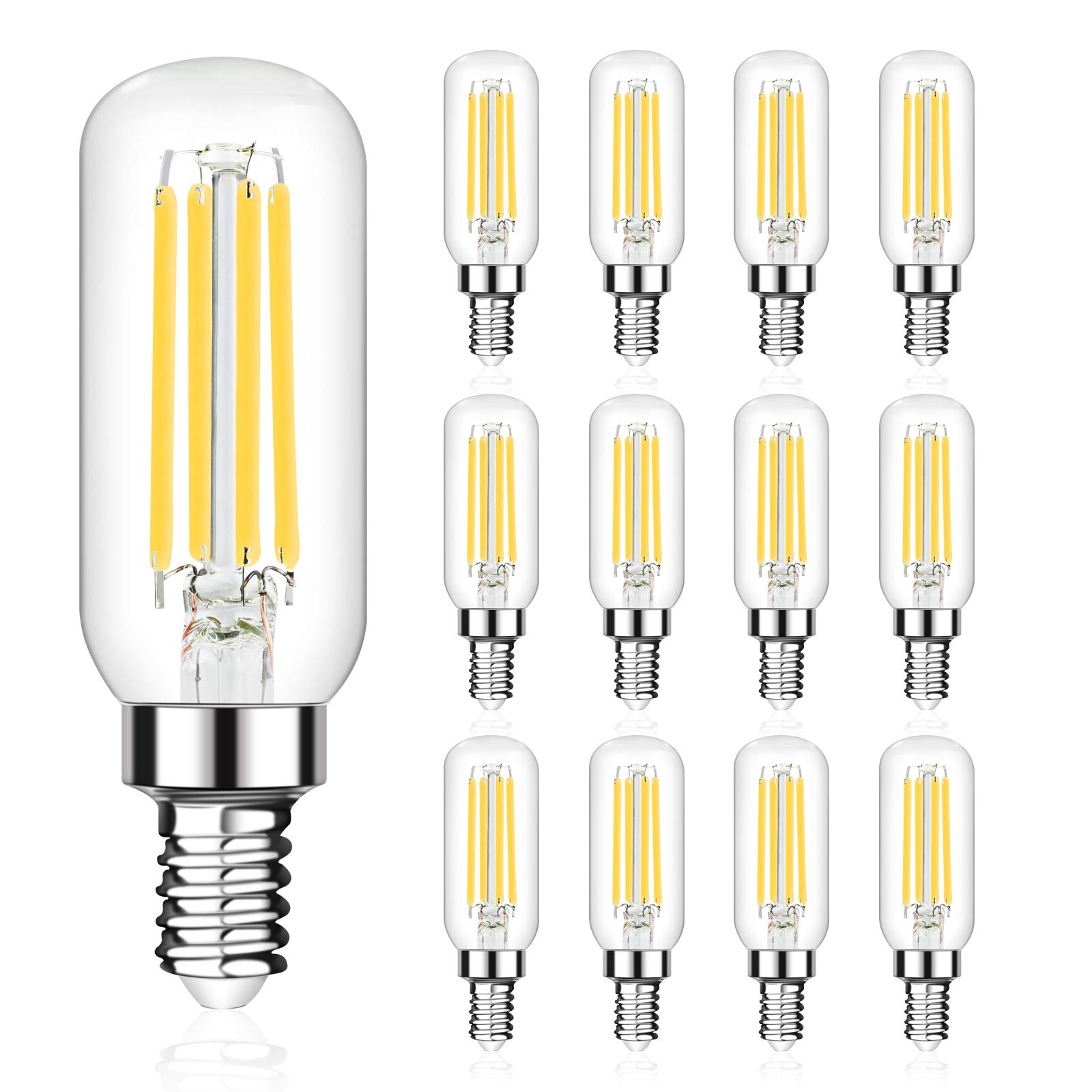 Ascher T6 LED Bulbs Candelabra Light Bulbs, 40W Incandescent Replacement, 400lm, Daylight White 5000K, Non-Dimmable, E12 Base, Pack of 12