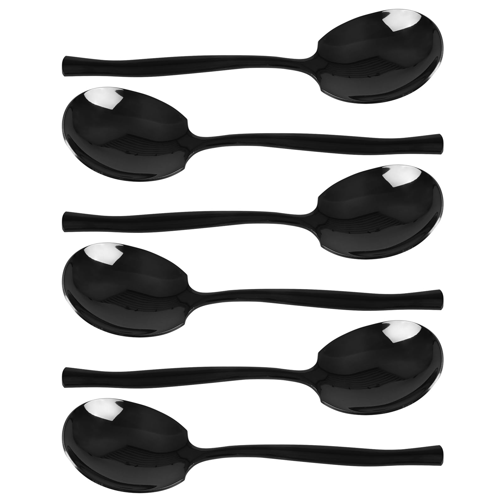 Bringer 8-Piece Stainless Steel Serving Spoons Set, Large Buffet Serving Spoons, Black