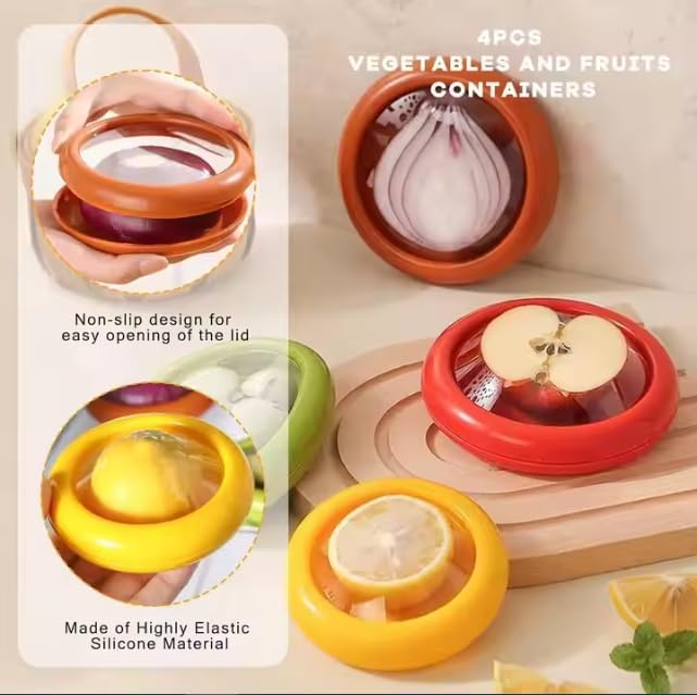 Avocado Saver and Onion Storage Container - Set of 4 Reusable Storage Containers for Fridge - Ideal for Garlic, Onions, Lemons, and Potatoes