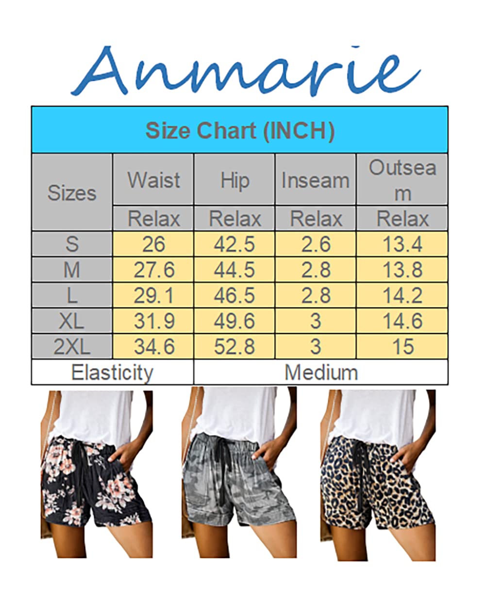 Anmarie Womens Shorts Pull On Lounge Black Short Shorts for Women Casual Summer Beach Comfy Elastic Waist Drawstring Cotton Linen Short with Pockets Leopard Print X-Large