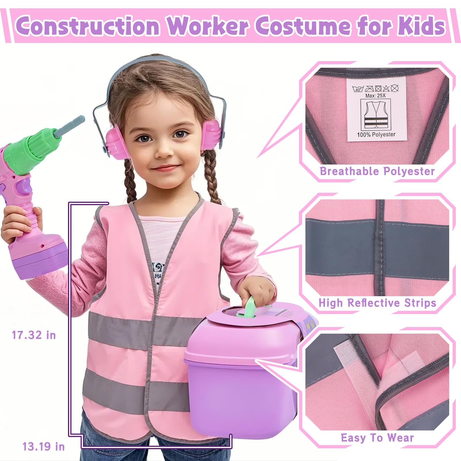 Kids Tool Set, 31 PCS Kids Tool Box Pretend Play Construction Toy with Electric Drill Hammer Tool Accessories Toddler Tool Set for Girls Boys Ages 3 4 5 6 7 Years Old