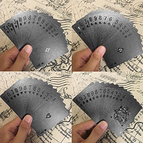EMFK 54pcs/Pack Fashion Gold Foil Poker Novelty Collection Waterproof PVC Plastic Color:Black
