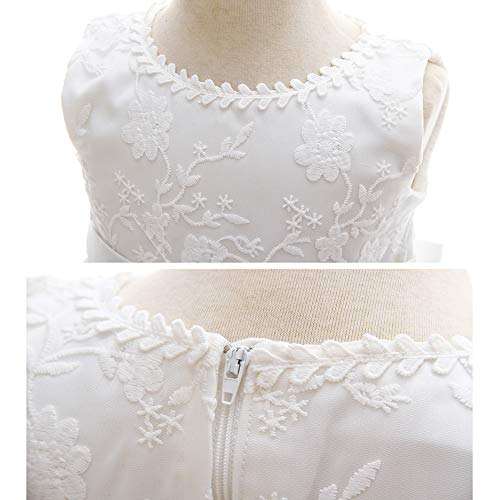 Meiqiduo Baby Girls Lace Christening Baptism Gowns Dresses with Bonnet